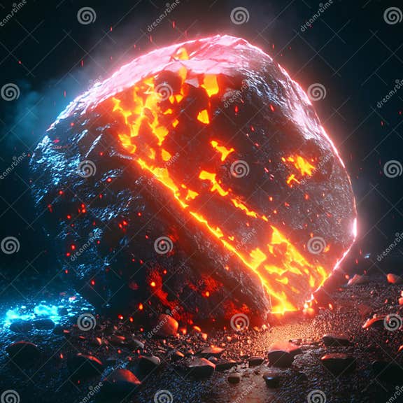 3d Render of a Meteorite in a Dark Space. this is a 3d Render ...