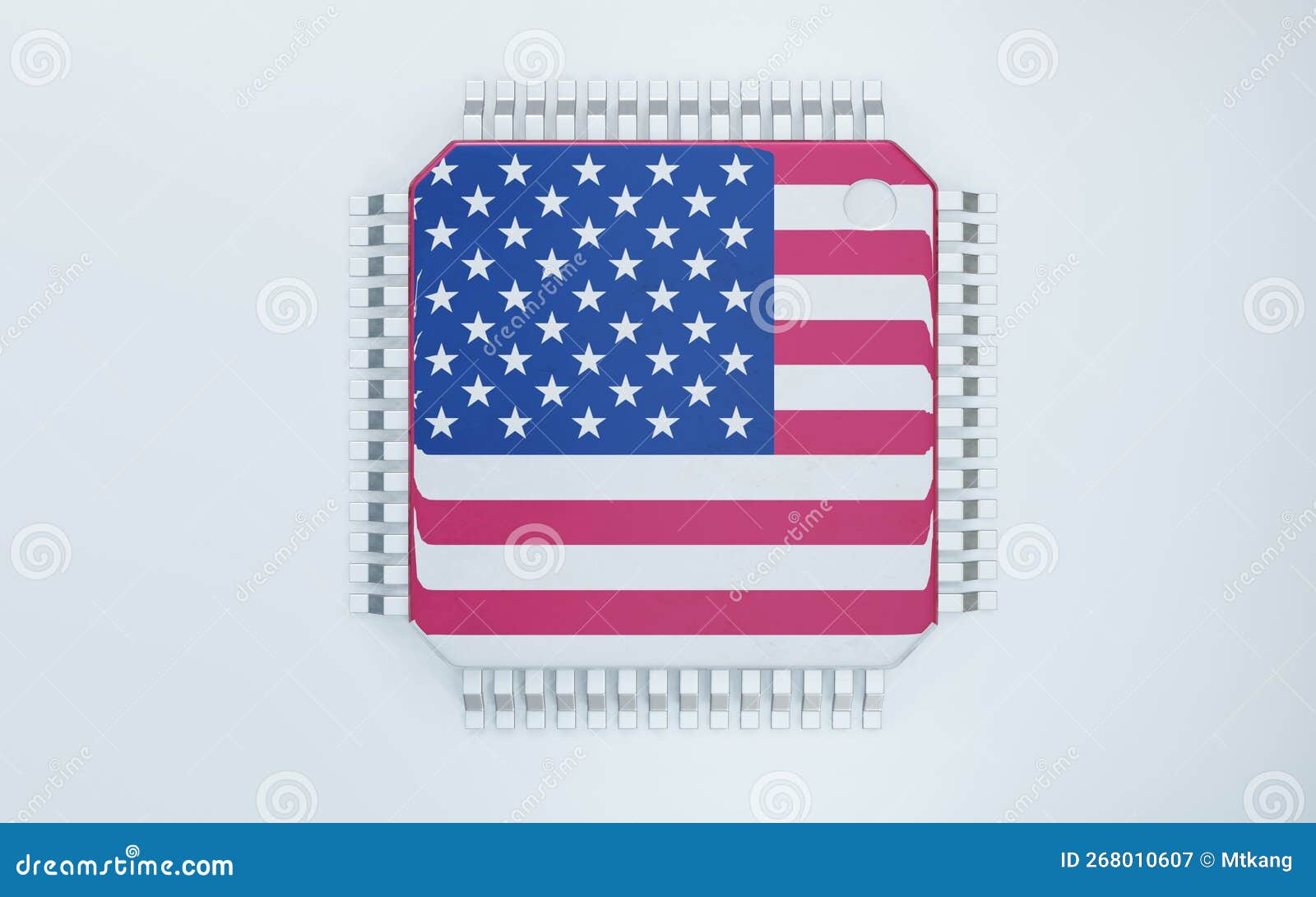3d Render Of Microchip Or Semiconductor Chip For Computing Stock
