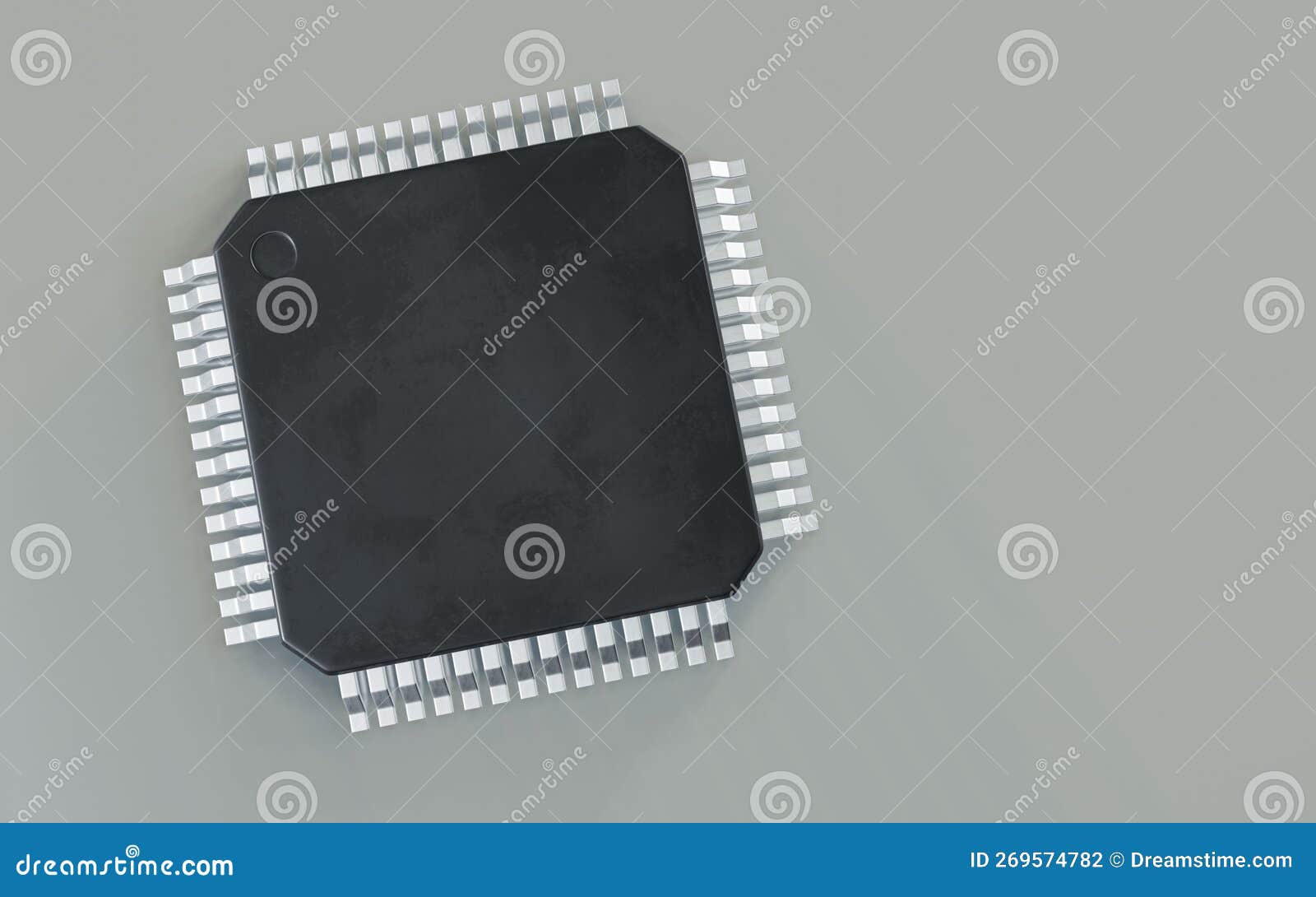 3d Render Of Microchip Or Semiconductor Chip For Computing Stock