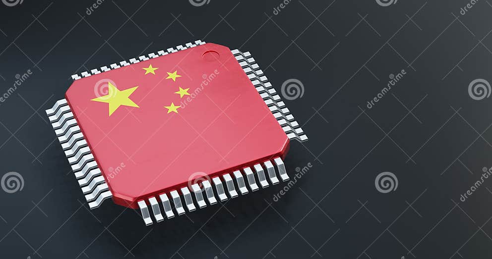 3d Render of Microchip or Semiconductor Chip with Countries Flag for ...