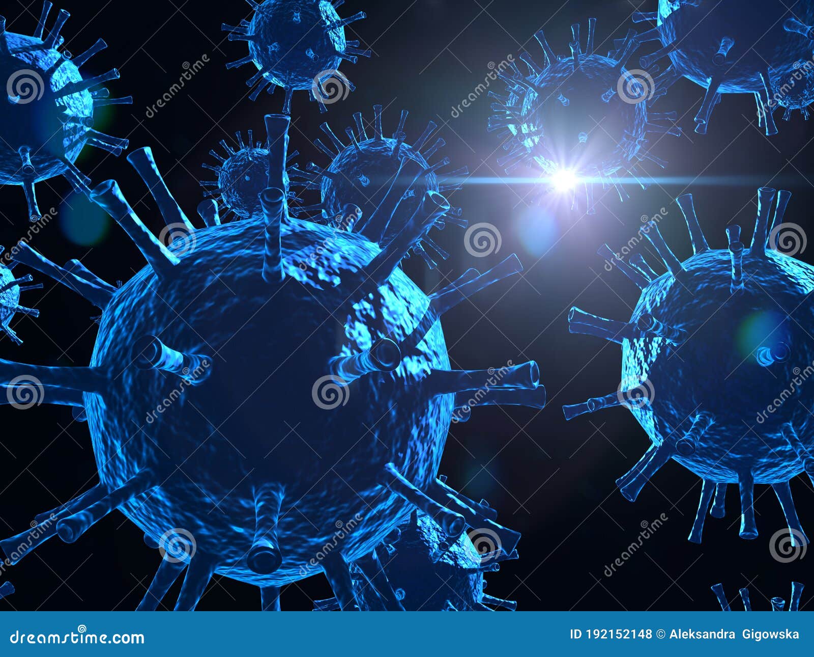 3d Render of Microscope Closeup of Virus Stock Illustration ...