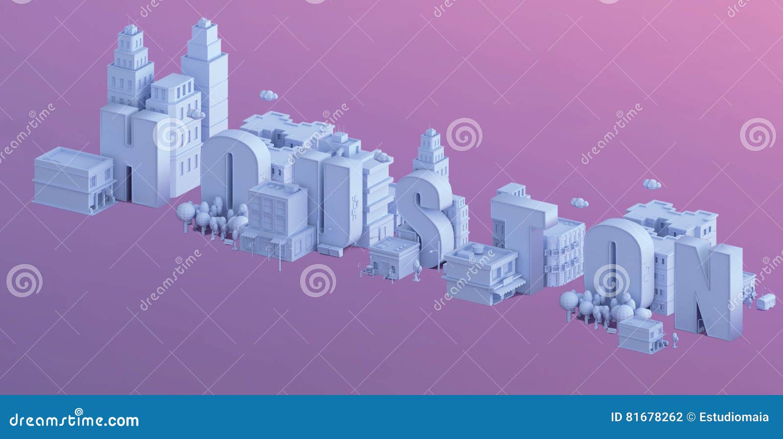 3d Render of a Mini City, Typography 3d of the Name Houston Stock ...