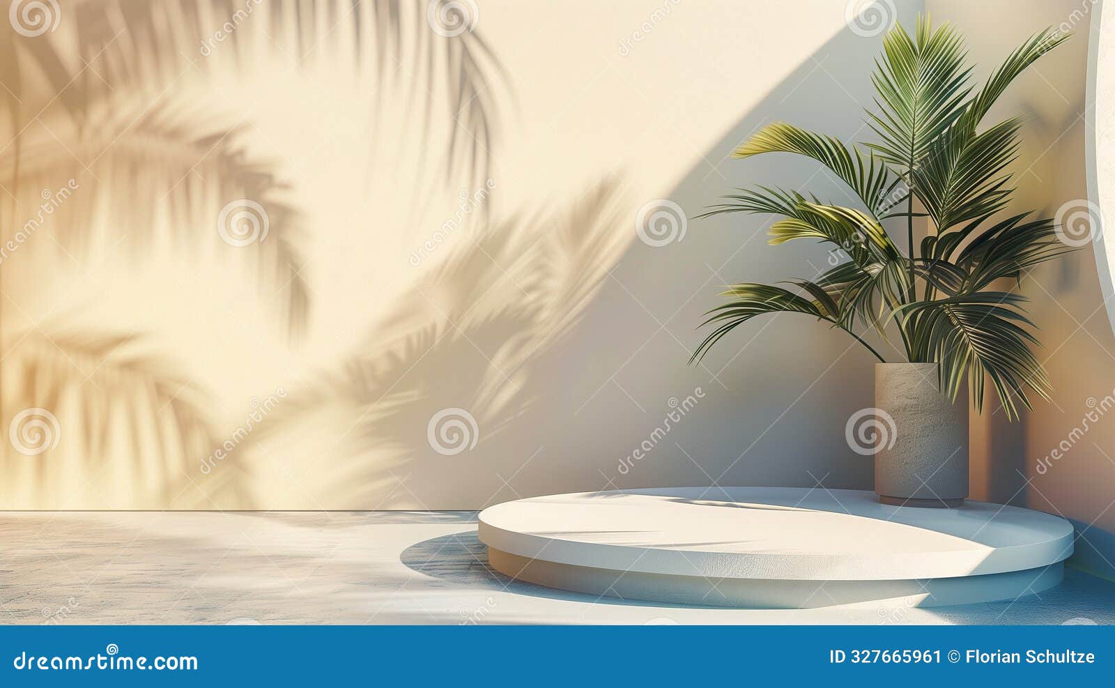3D Render Minimal Summer Background with Empty Podium Stock ...
