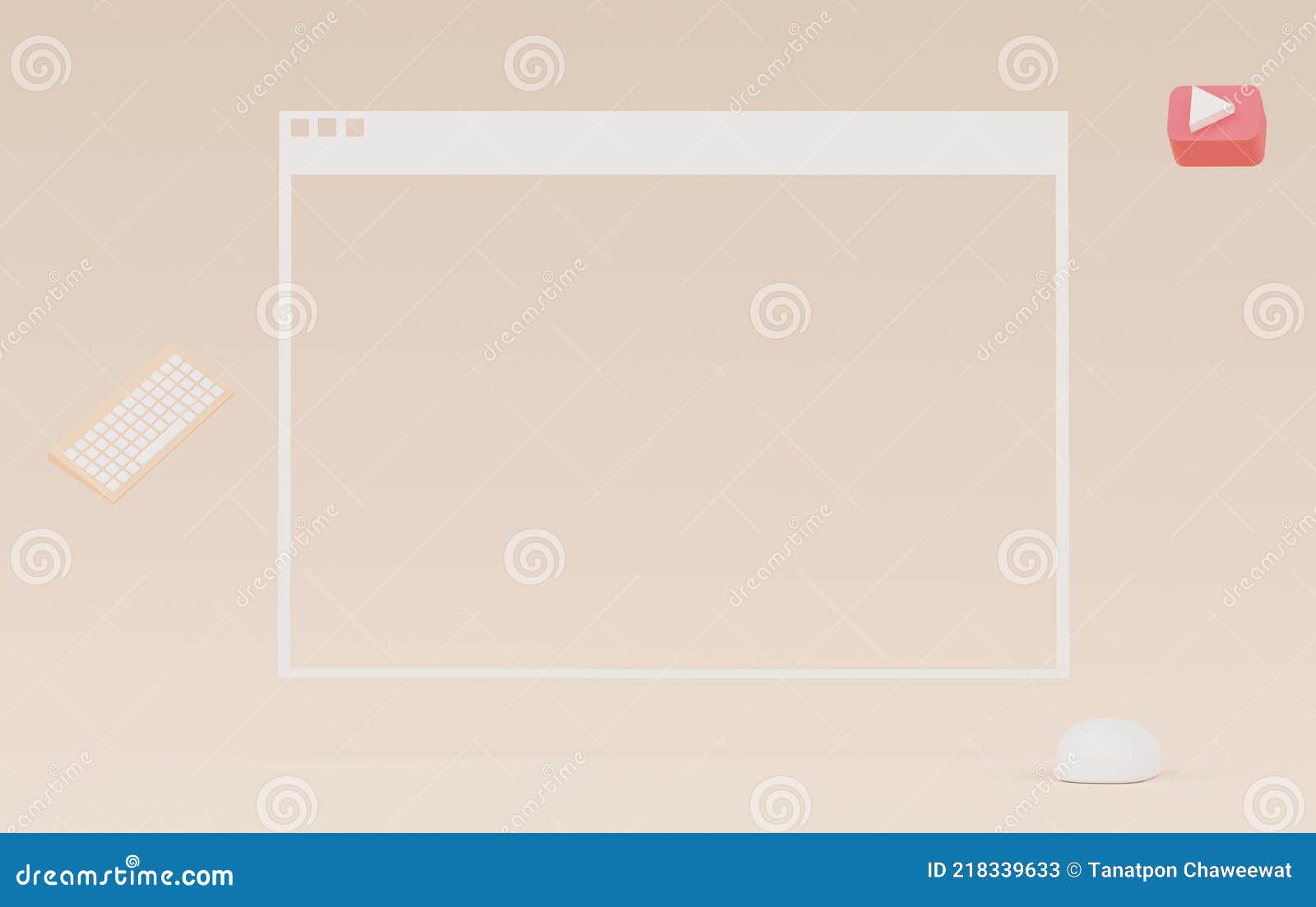 3d Render Minimal Webpage Browser Window with White Copy Space for Mock ...