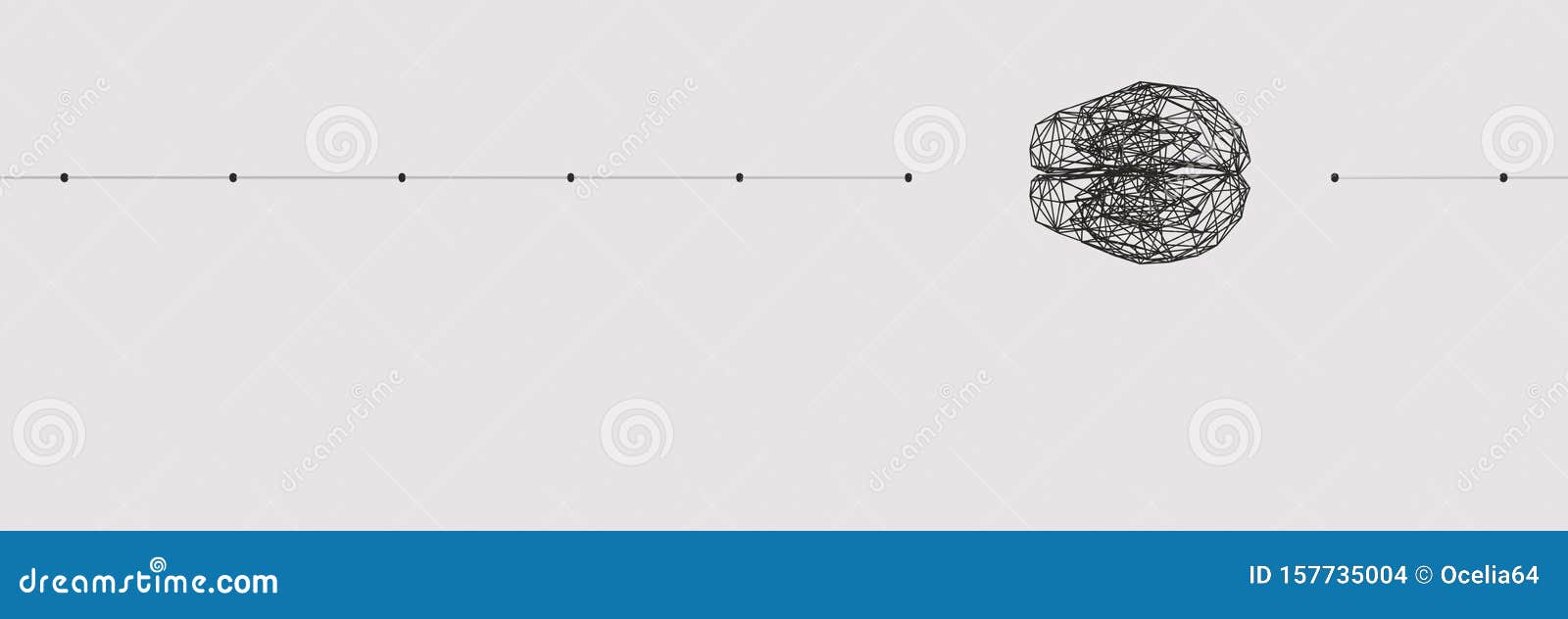 Grid Brain Line and Dots Panoramic Stock Illustration - Illustration of ...