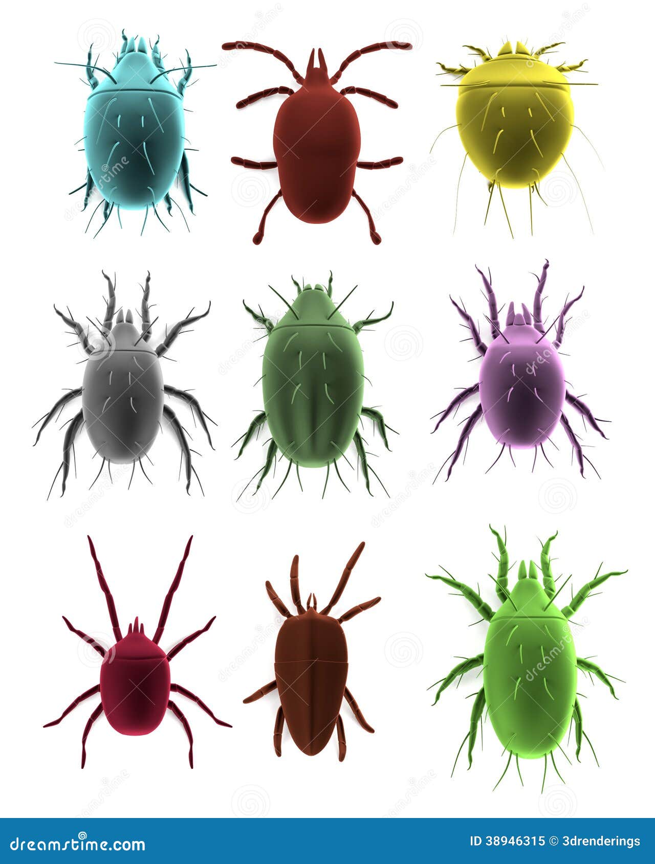 3d render of mites stock illustration. Illustration of microscope ...