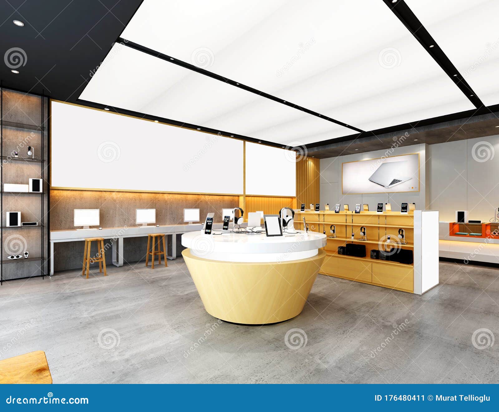 3d Render of Mobile Device Store Stock Illustration - Illustration of ...