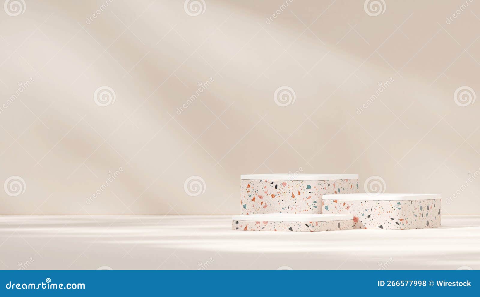3d Render Mockup Template White and Terrazzo Texture Podium in ...