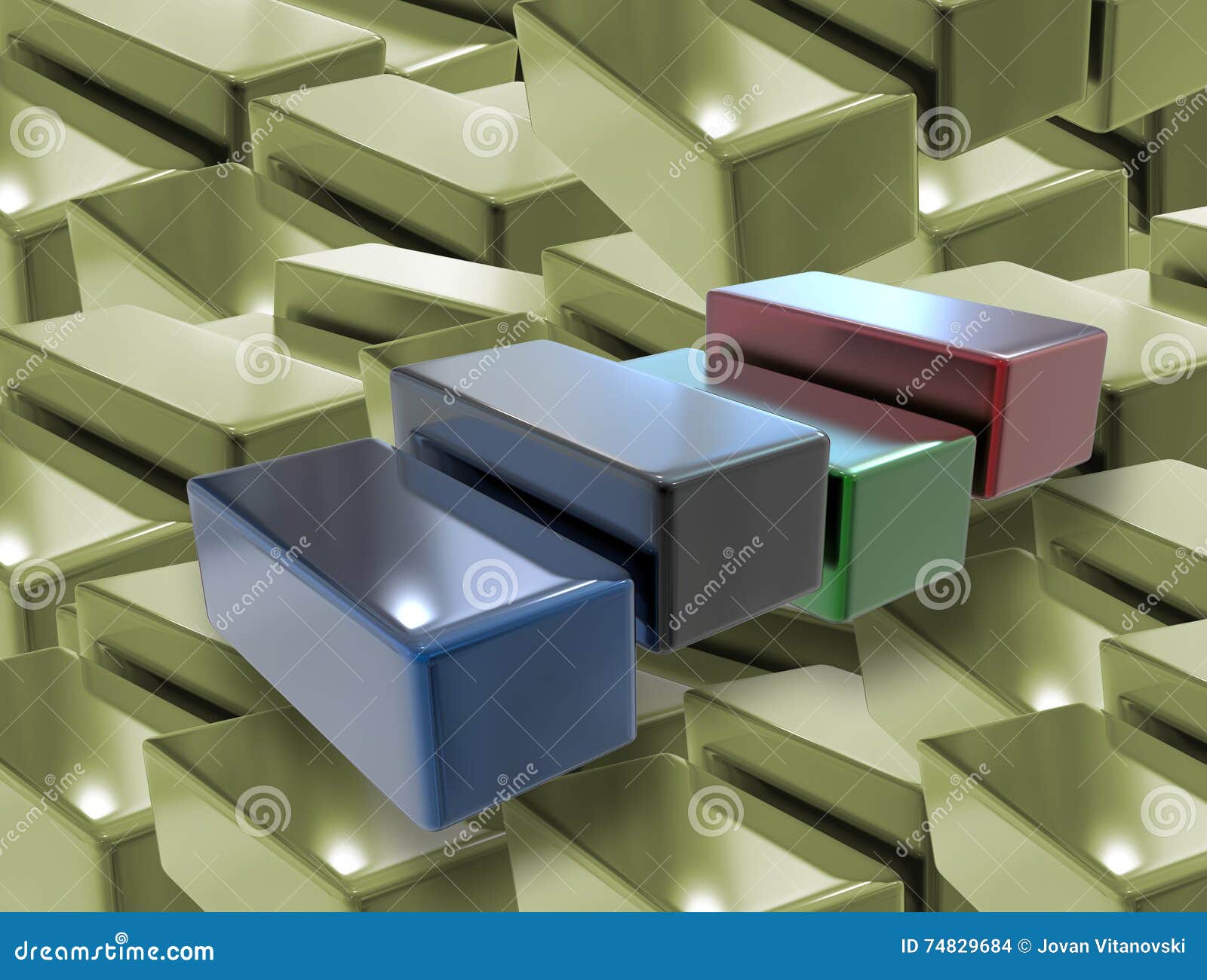 3D render - model of cubes stock illustration. Illustration of square ...