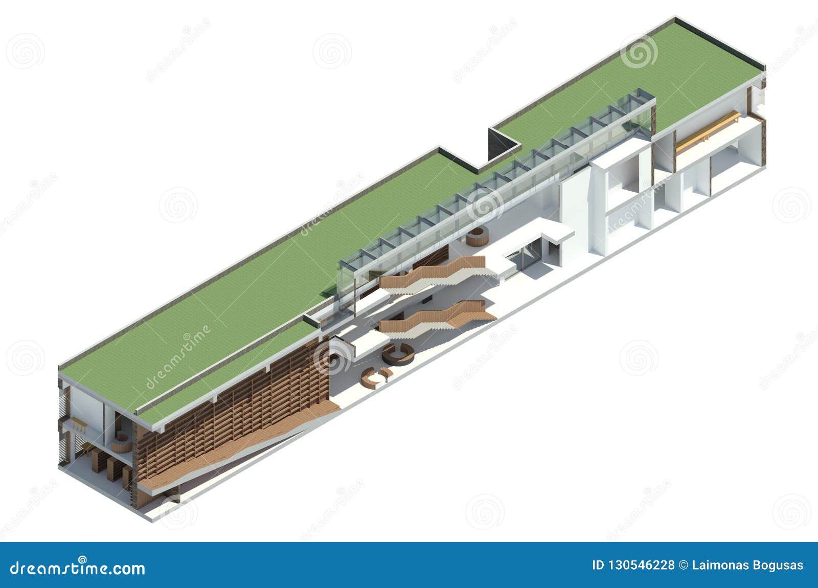 3D Render: BIM Model of the Library Stock Illustration - Illustration ...