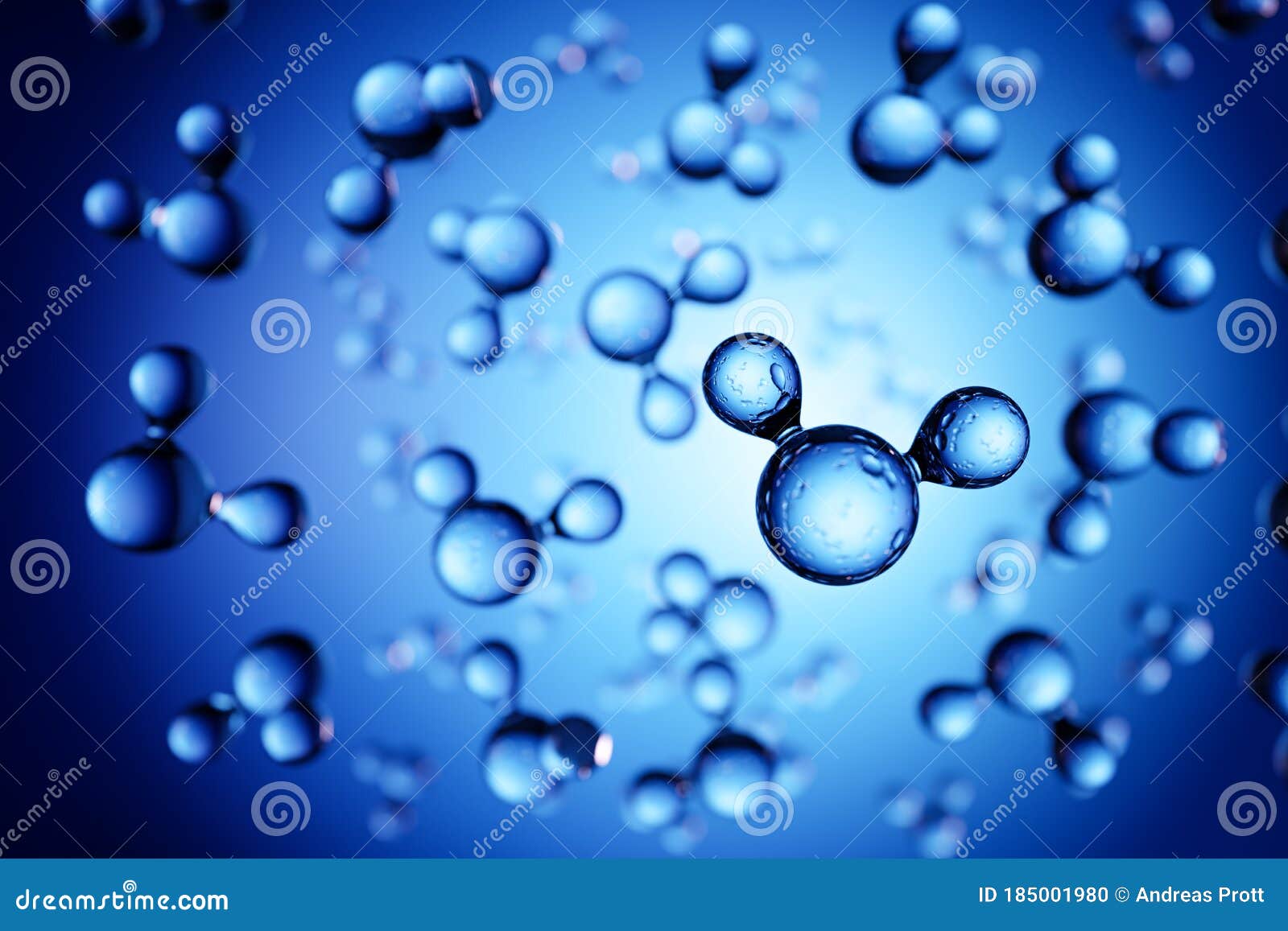 Models of H2O Water Molecules in Front of Blue Background Stock ...