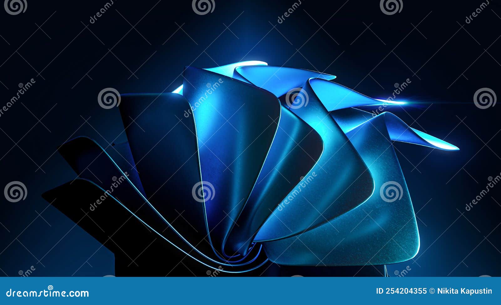 3d Render of Modern Abstract Curvy Geometric Metallic Shape with Light ...