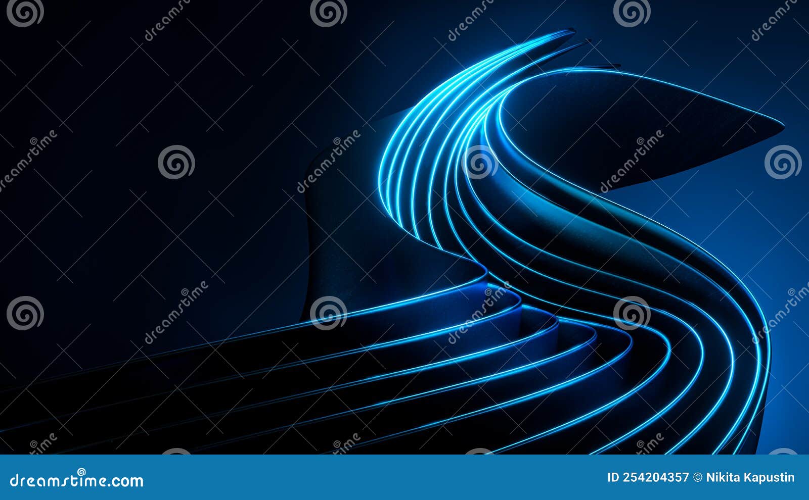 3d Render of Modern Abstract Curvy Geometric Metallic Shape with Light ...