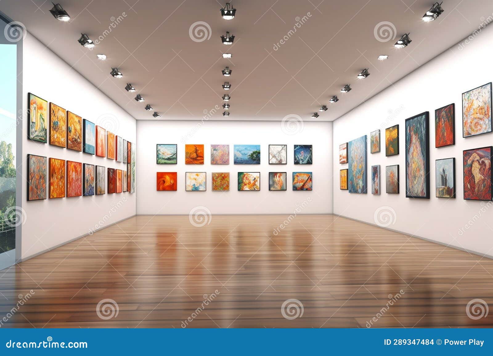 3d Render of Modern Art Gallery Interior with Paintings on the Wall ...