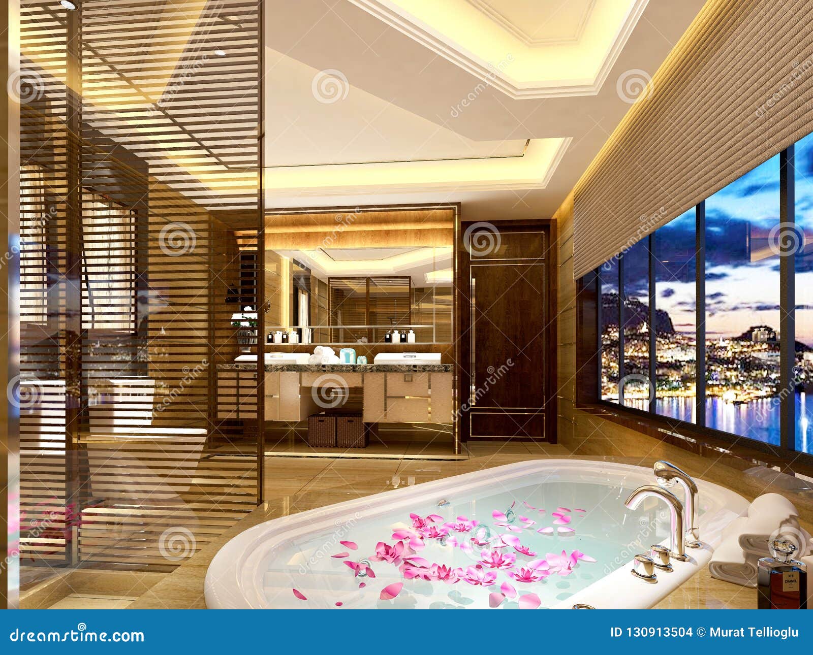 3d Render of Modern Bathroom Stock Illustration - Illustration of floor ...