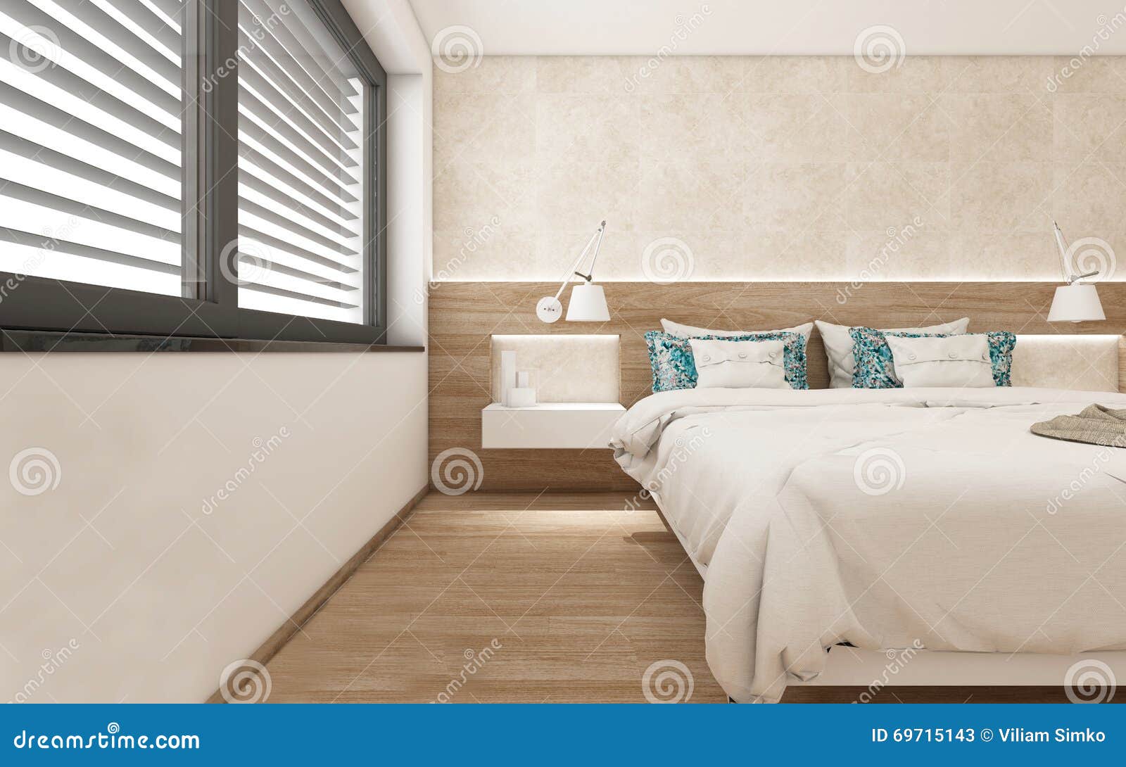 3D Render Modern Bedroom stock illustration. Illustration of elegance ...
