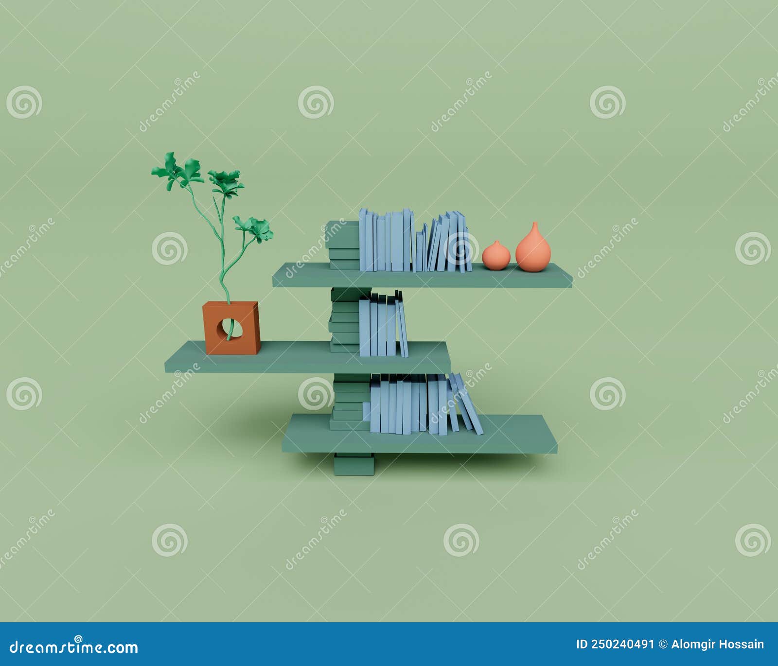 Modern Bookshelf Cartoon Vector | CartoonDealer.com #14391173