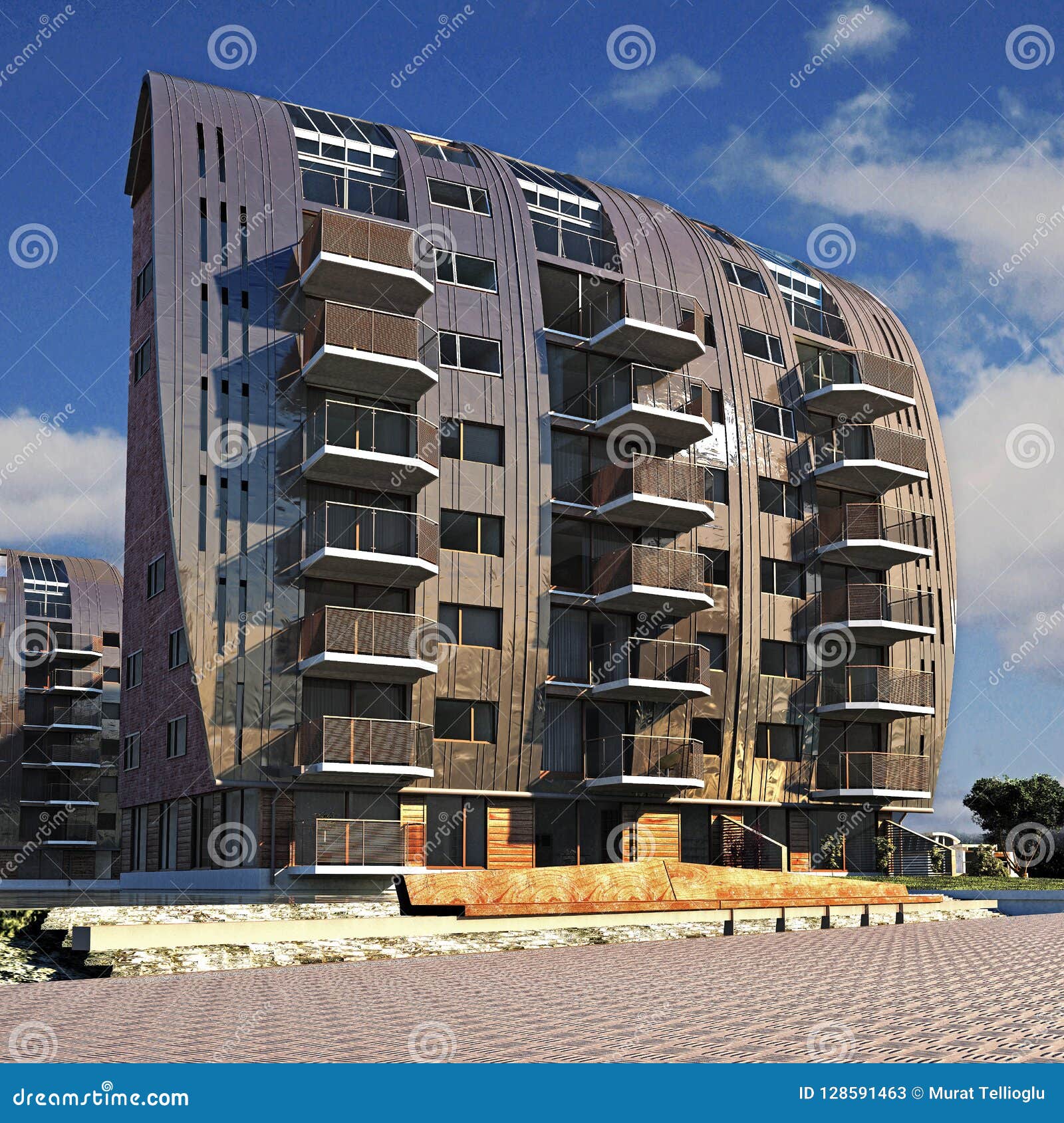 3d Render of Modern Building Exterior Stock Illustration - Illustration ...