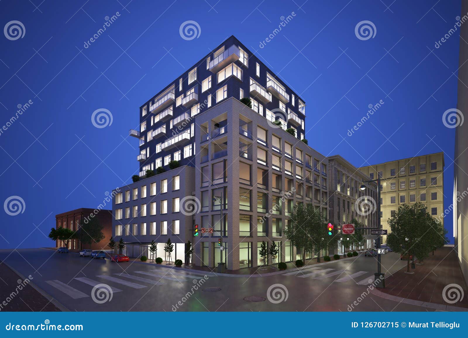 3d Render of Modern Building Facade Stock Illustration - Illustration ...