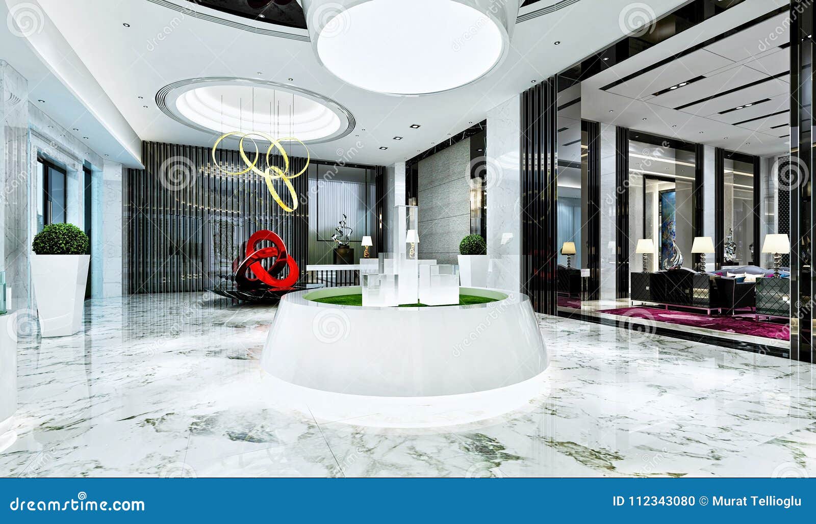 3d Render of Modern Building Interior Stock Illustration - Illustration ...