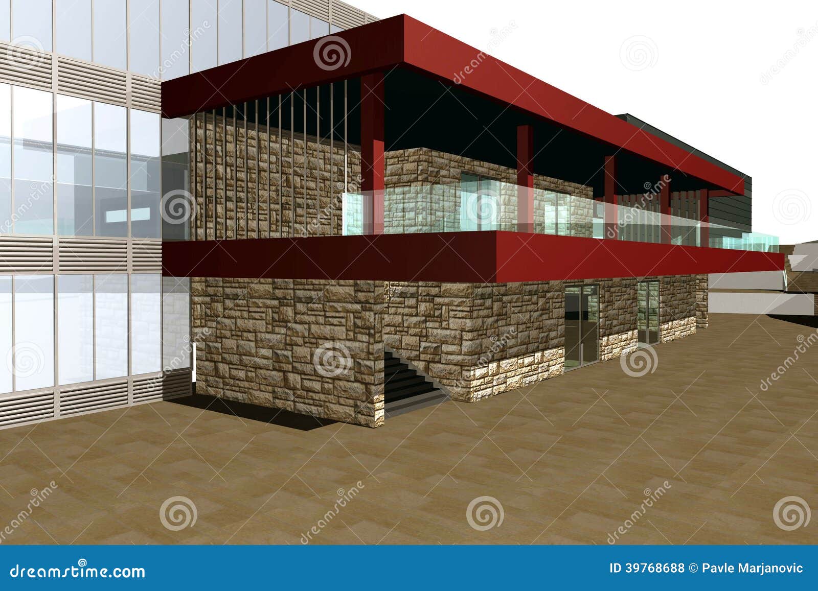 3D Render of Modern Building Stock Illustration - Illustration of ...