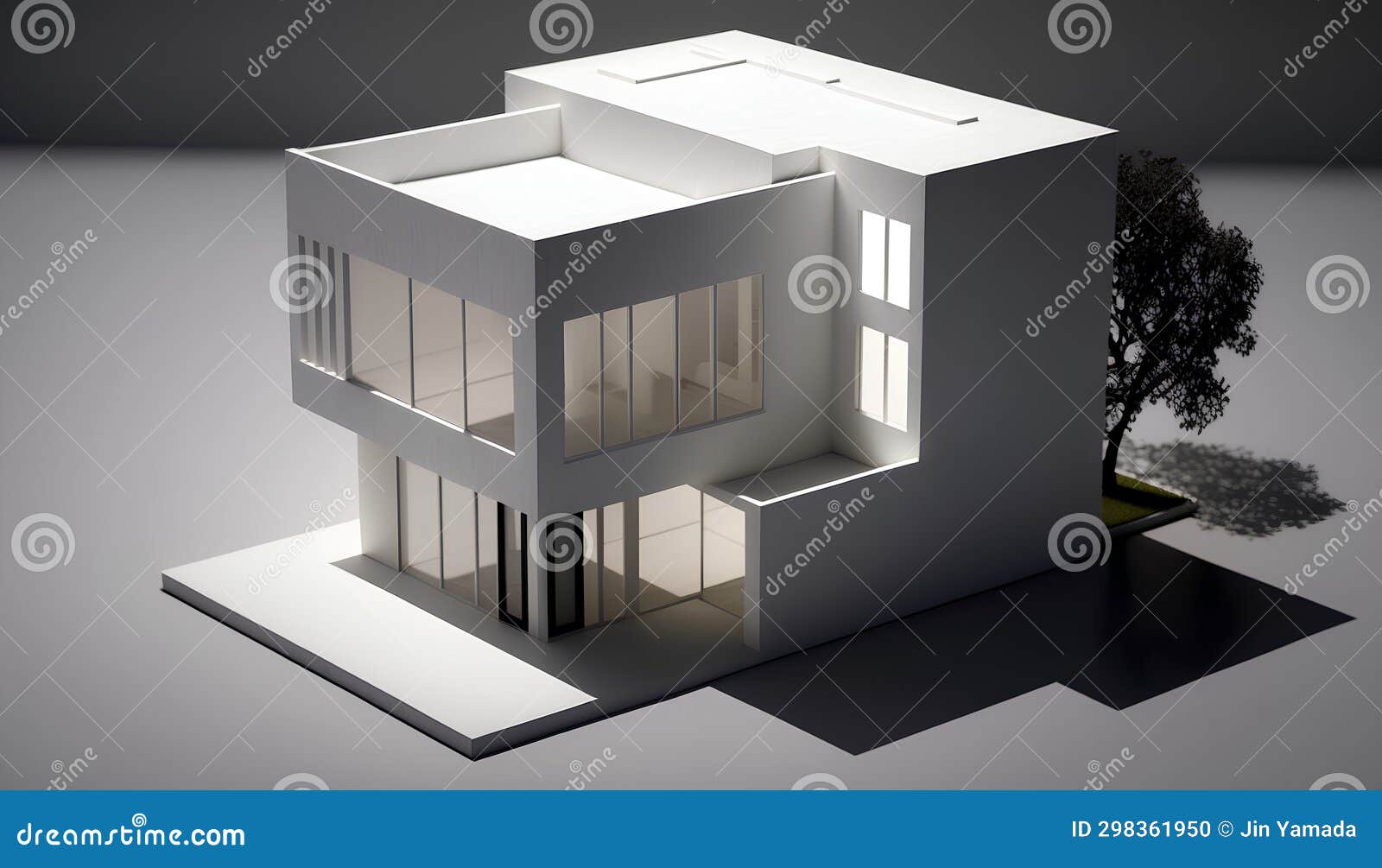 3d Render of a Modern Building with a Tree on the Roof Stock ...