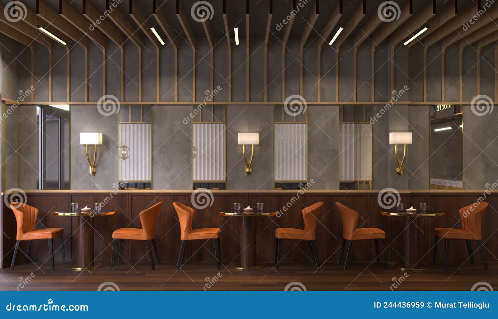 3d Render of Modern Cafe Restaurant Stock Illustration - Illustration ...
