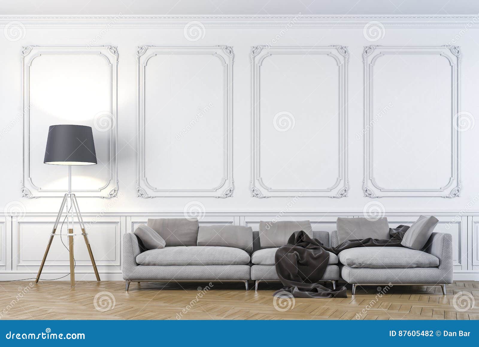 3d Render of Beautiful Clean Interior Stock Illustration - Illustration ...