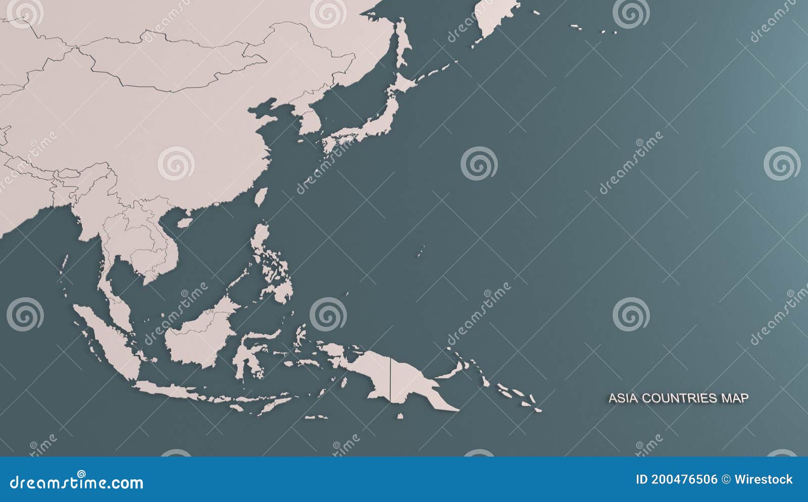 Detailed Map of the Asian Countries 3D Rendering. Stock Illustration ...