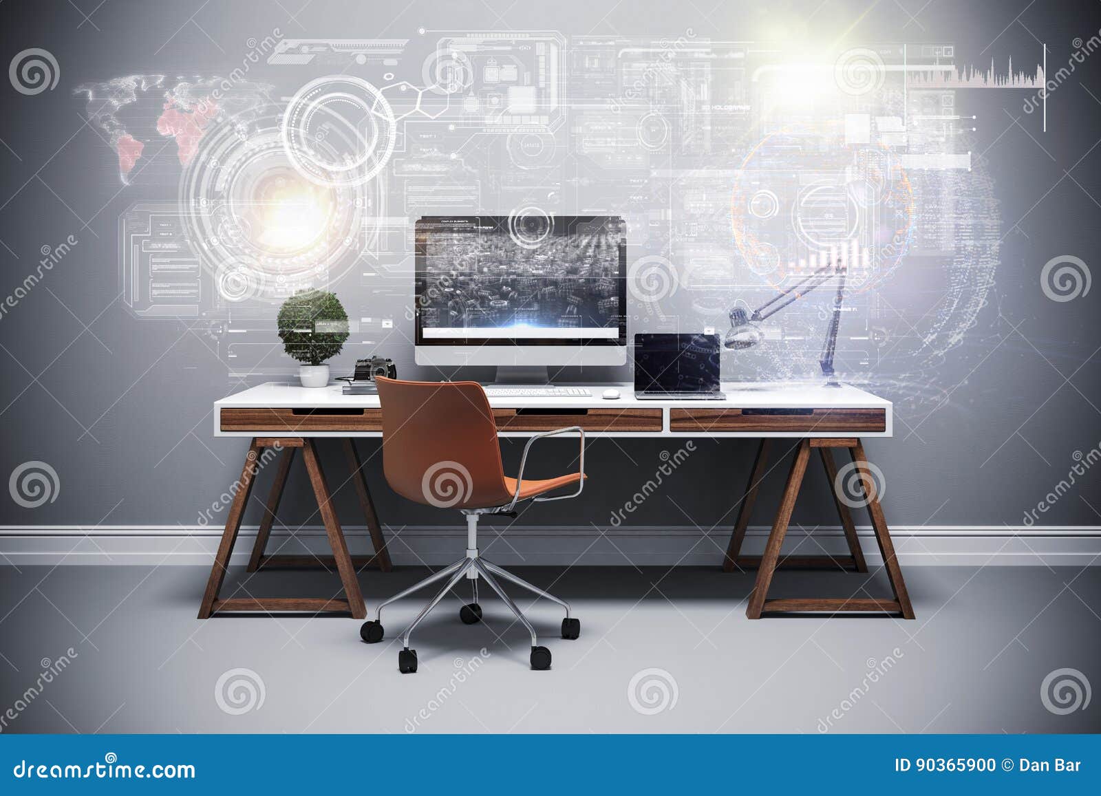 3d Render of Modern Computer Workplace Setup Stock Illustration ...
