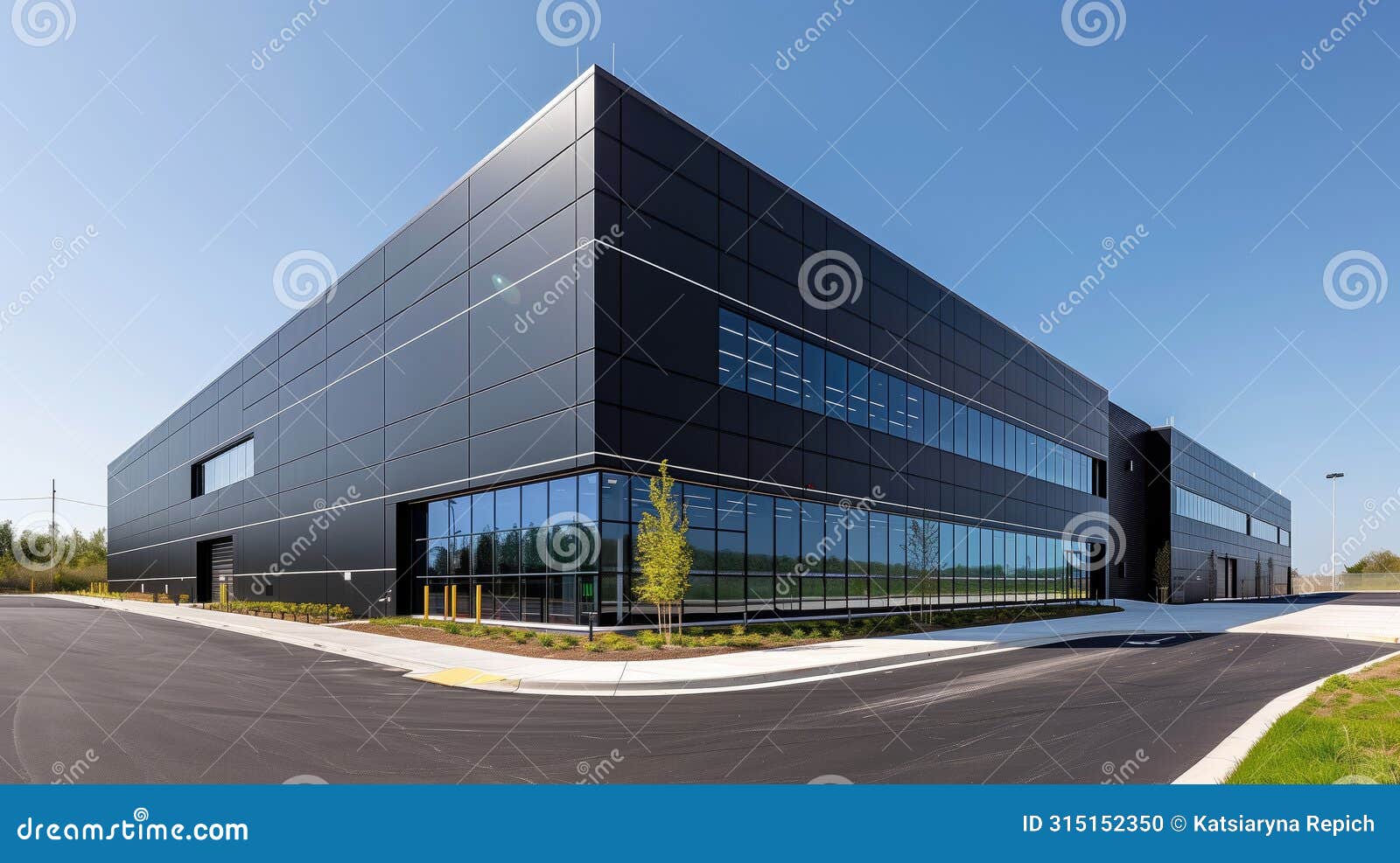 3d Render of Modern Data Center Office Building with Glass Facade and ...
