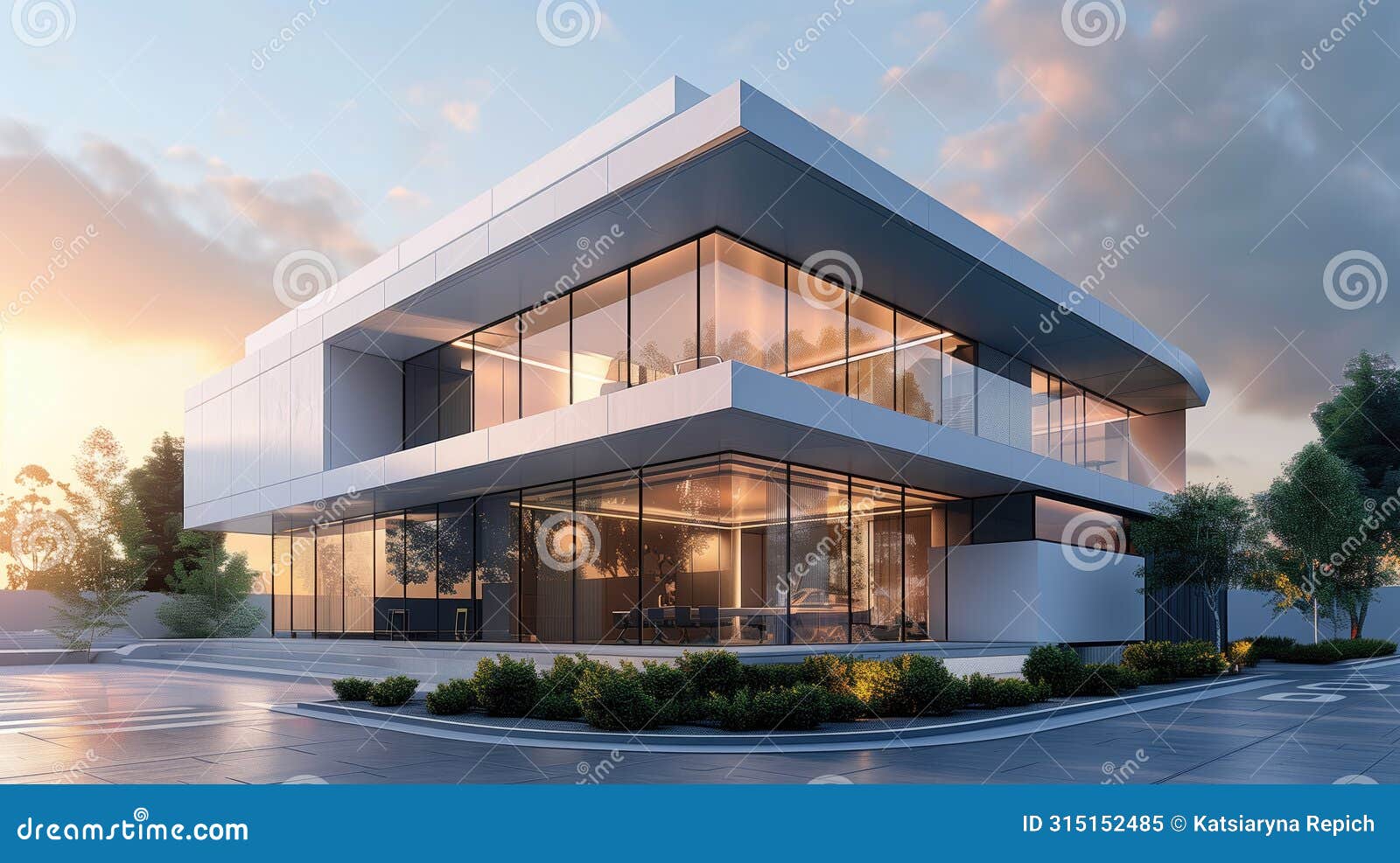 3d Render of Modern Data Center Office Building with Glass Facade and ...