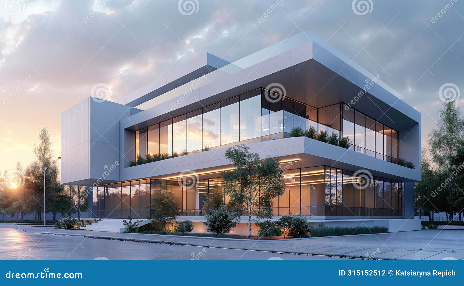 3d Render of Modern Data Center Office Building with Glass Facade and ...