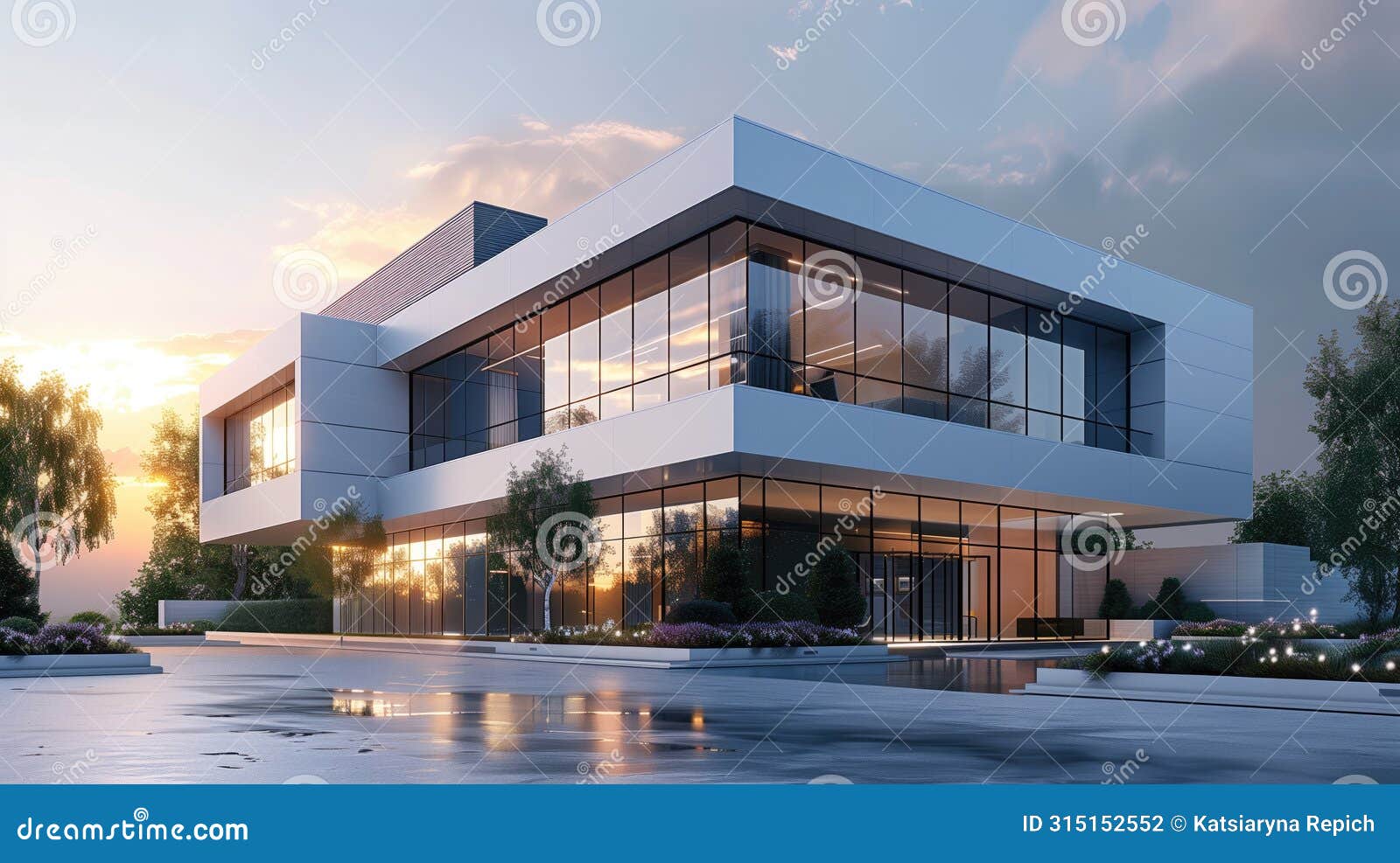 3d Render of Modern Data Center Office Building with Glass Facade and ...