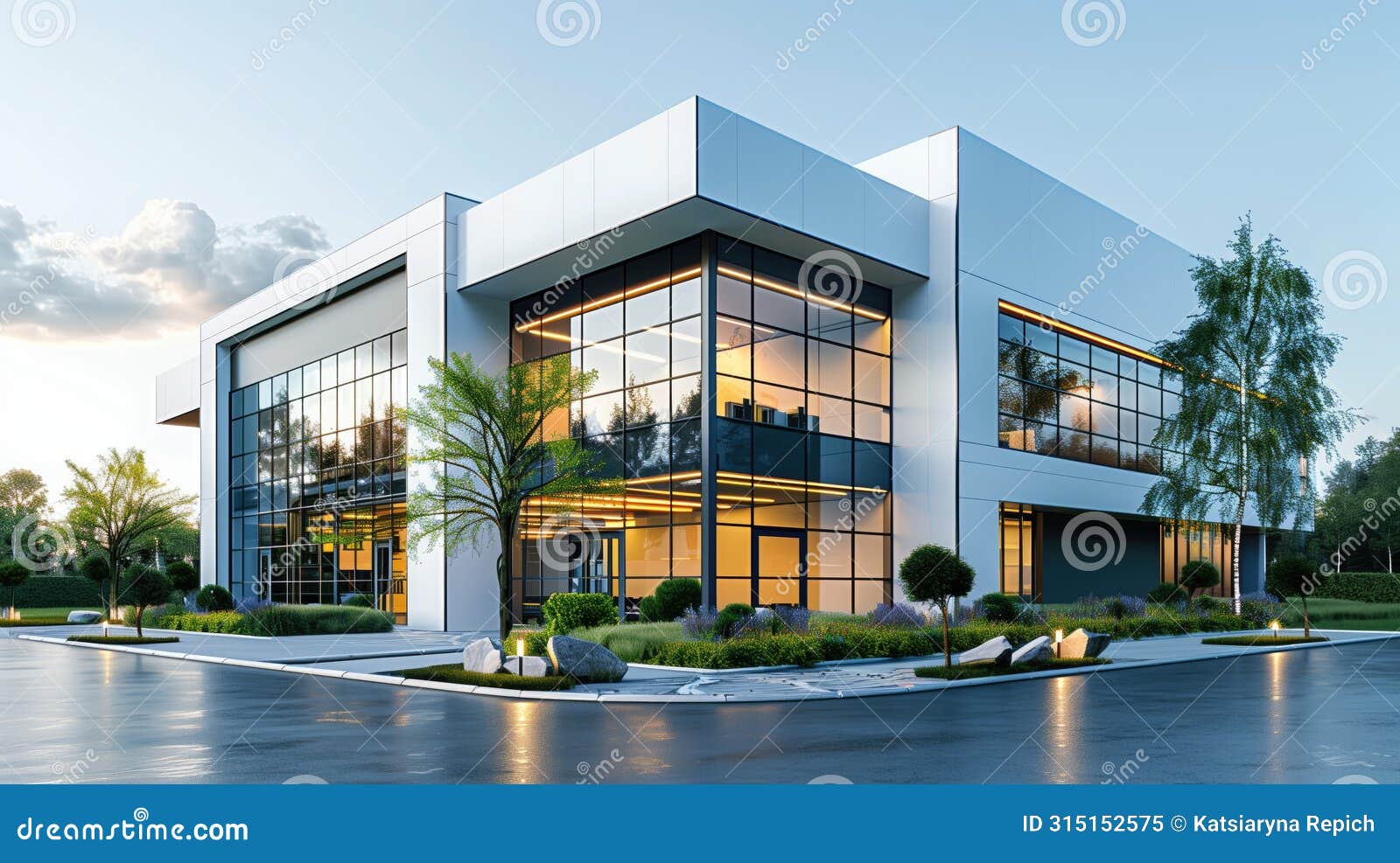 3d Render of Modern Data Center Office Building with Glass Facade and ...