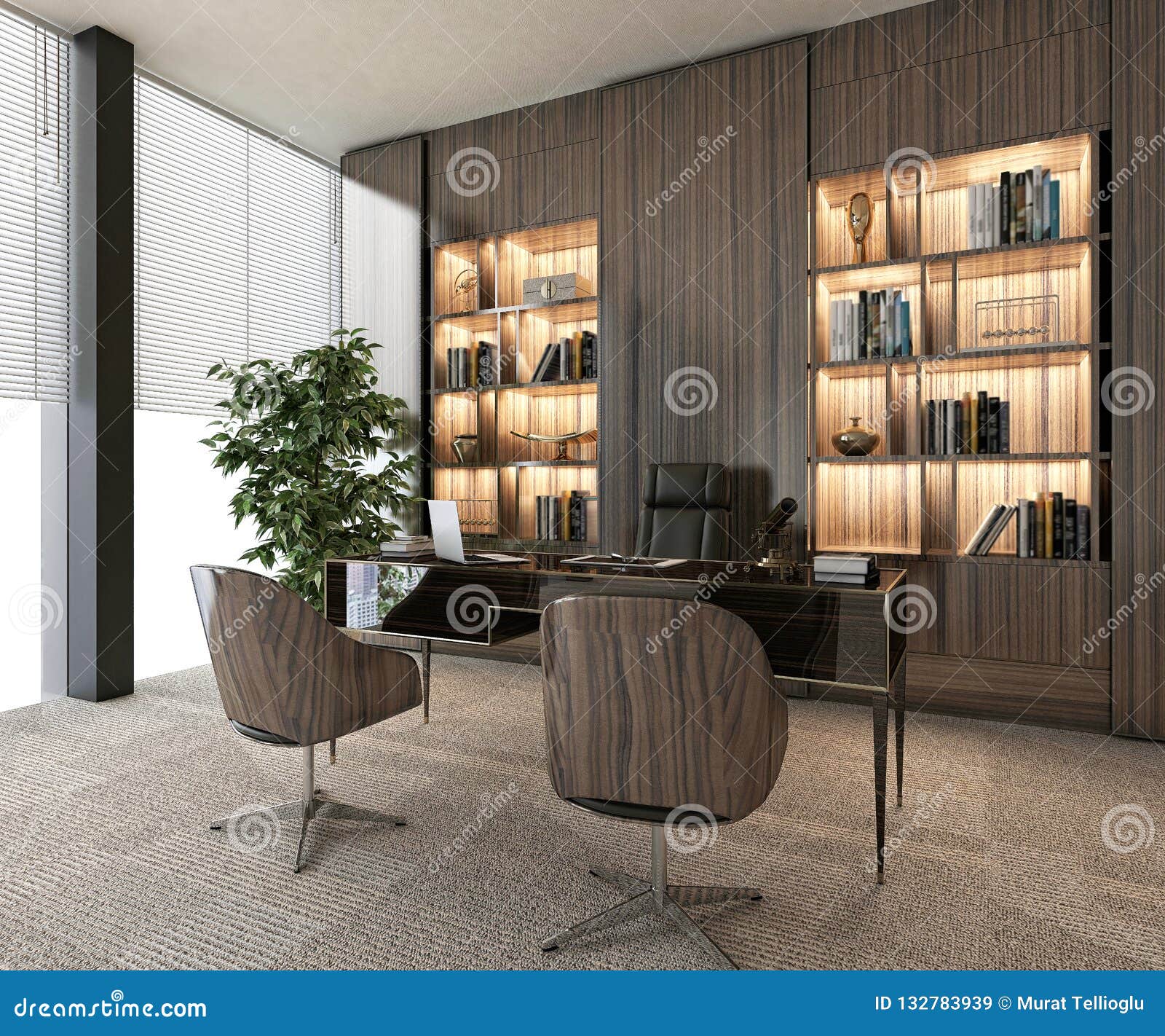 3d render of director room stock illustration. Illustration of book ...