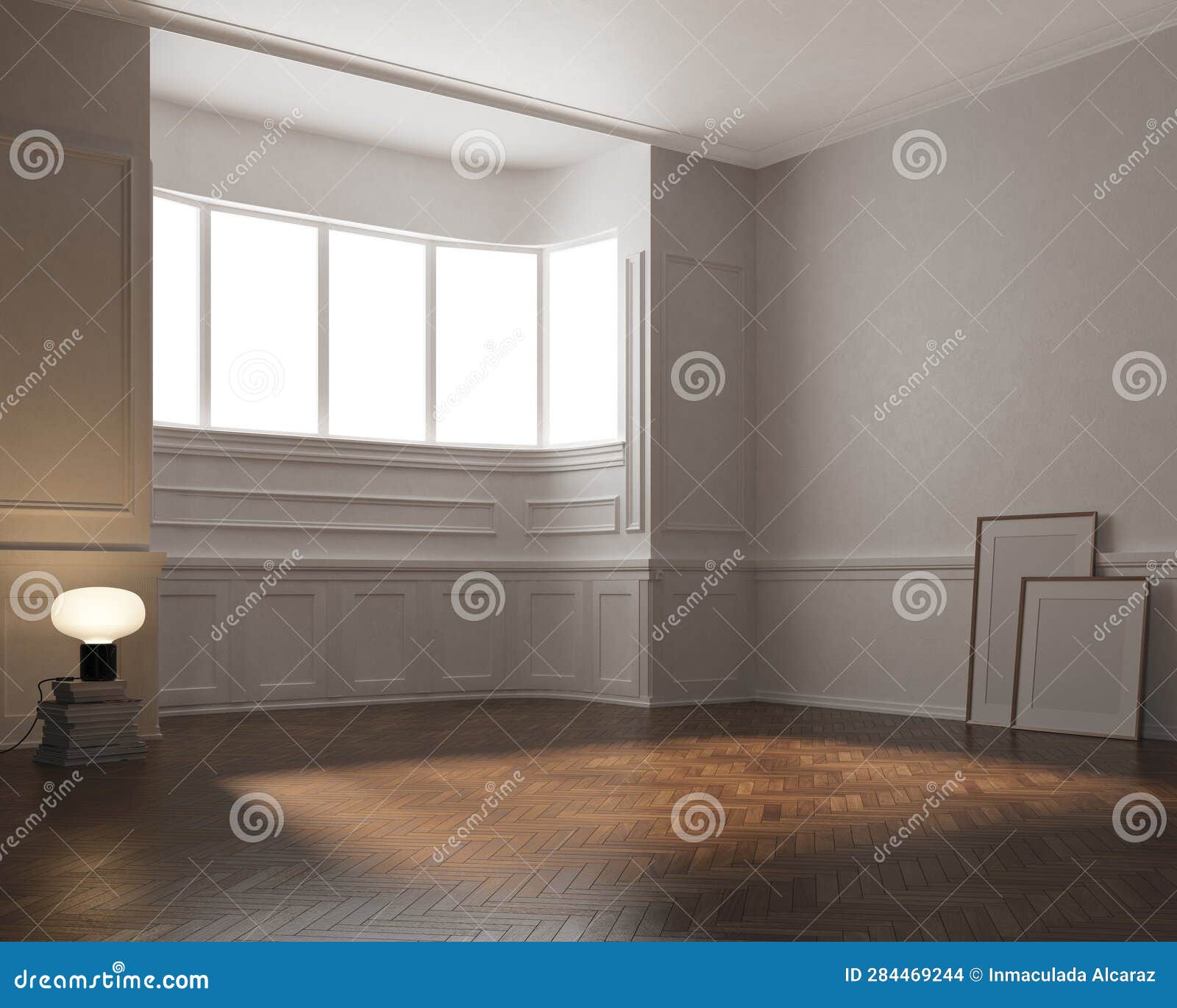 3d Render of Modern Empty Space with Classical White Walls Stock ...