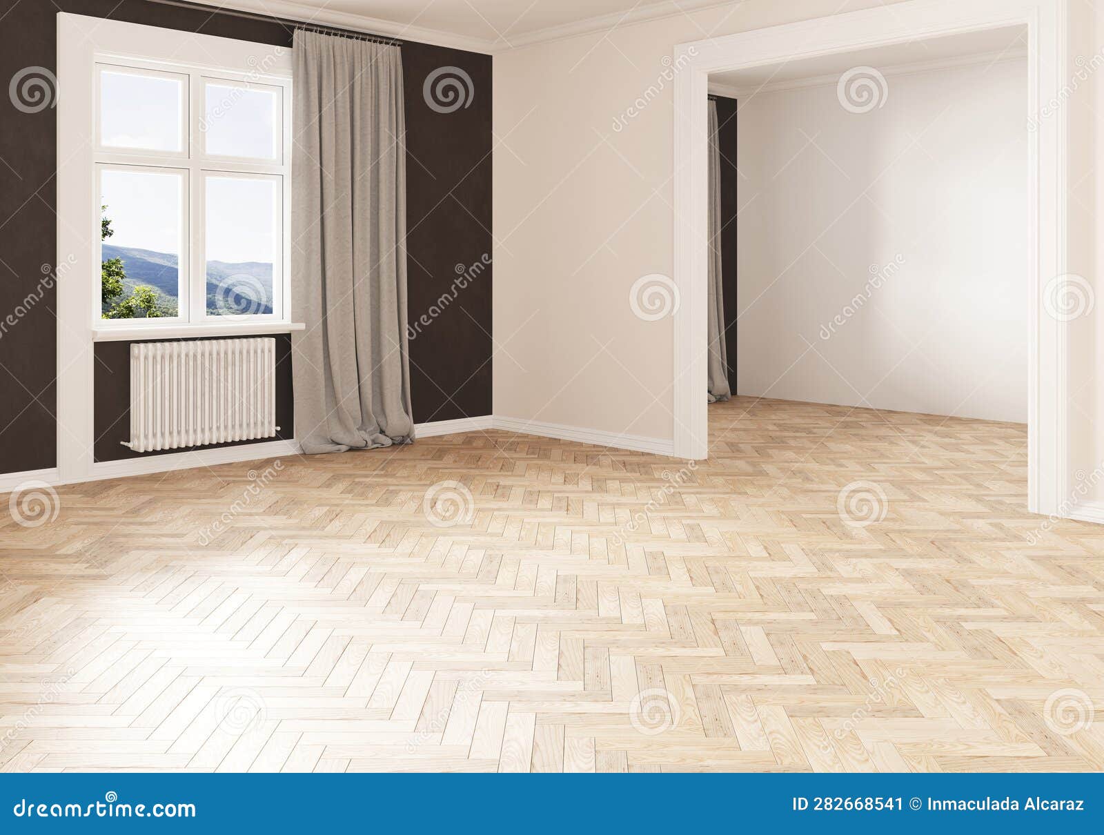 3d Render of Modern Empty Space with Classical White Walls Stock ...