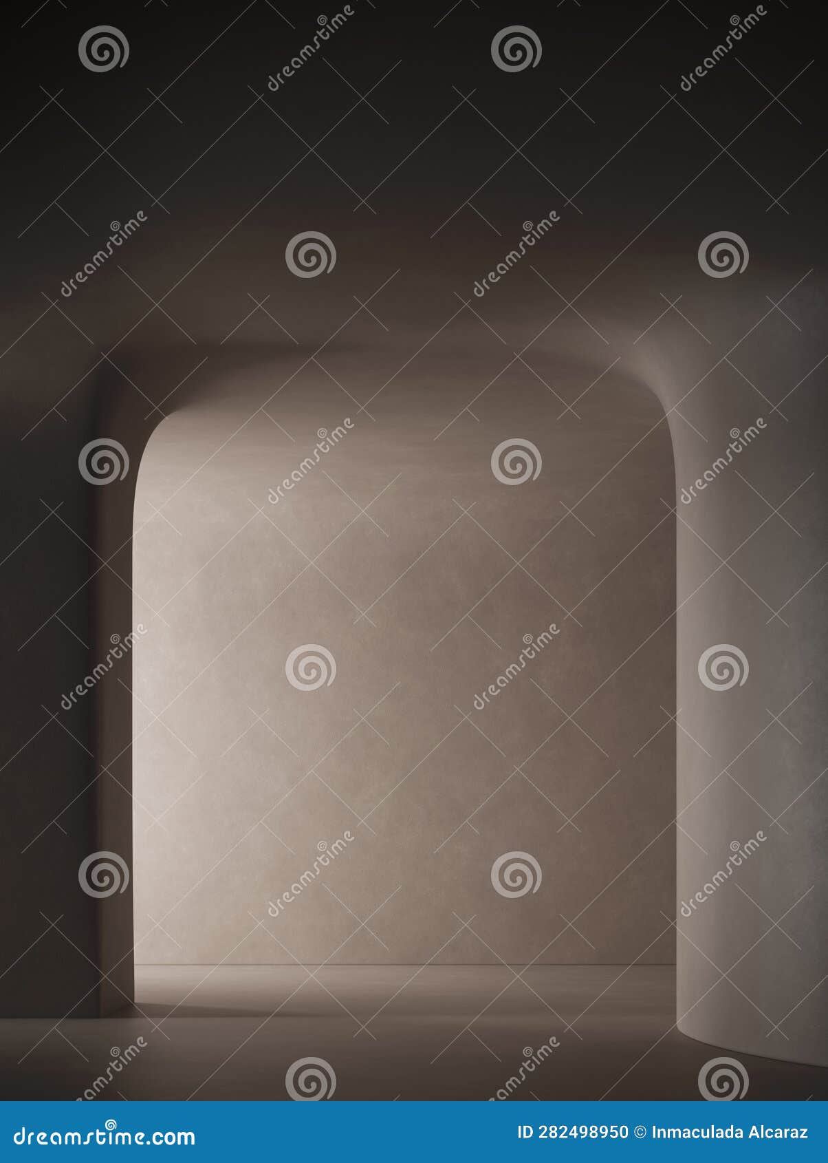 3d Render of Modern Empty Space with Curved Plaster Walls Stock ...