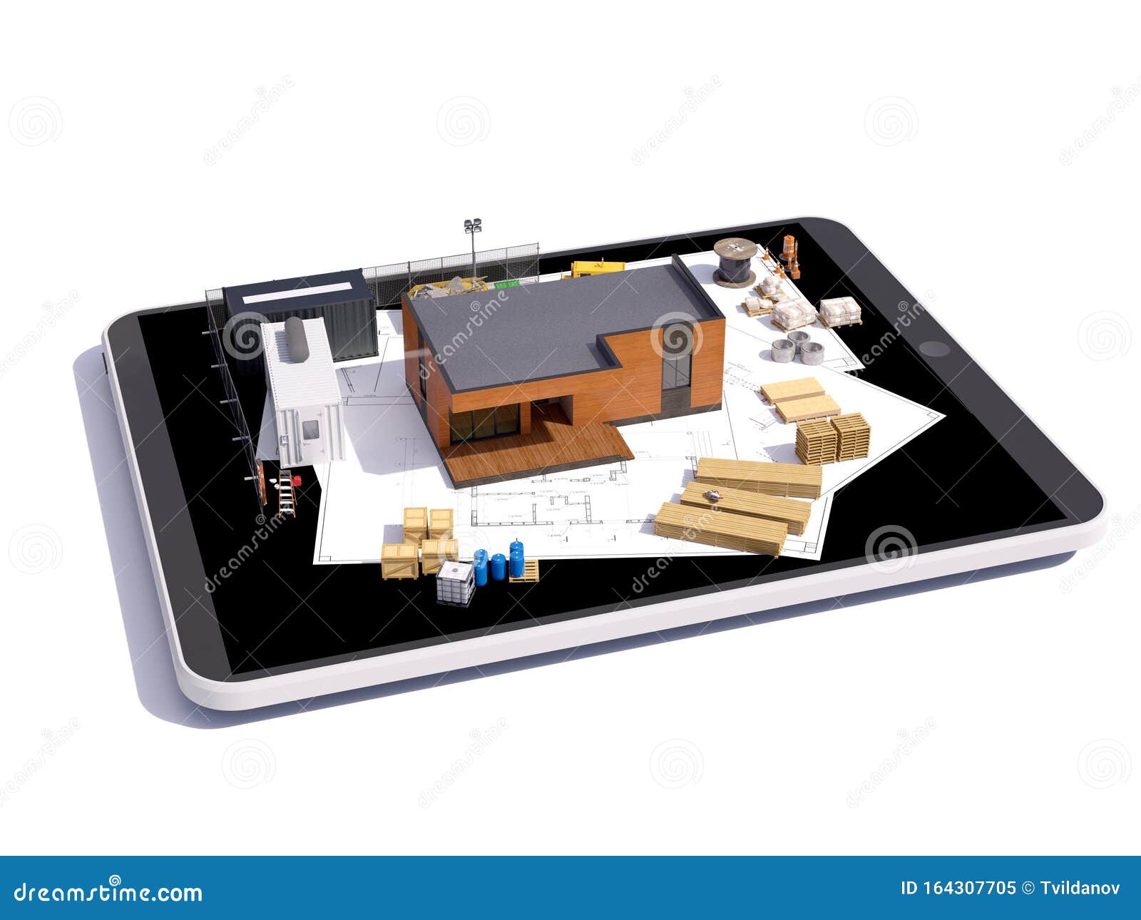 3d Render of a Frame Building Concept. Detailed Concept of Construction ...