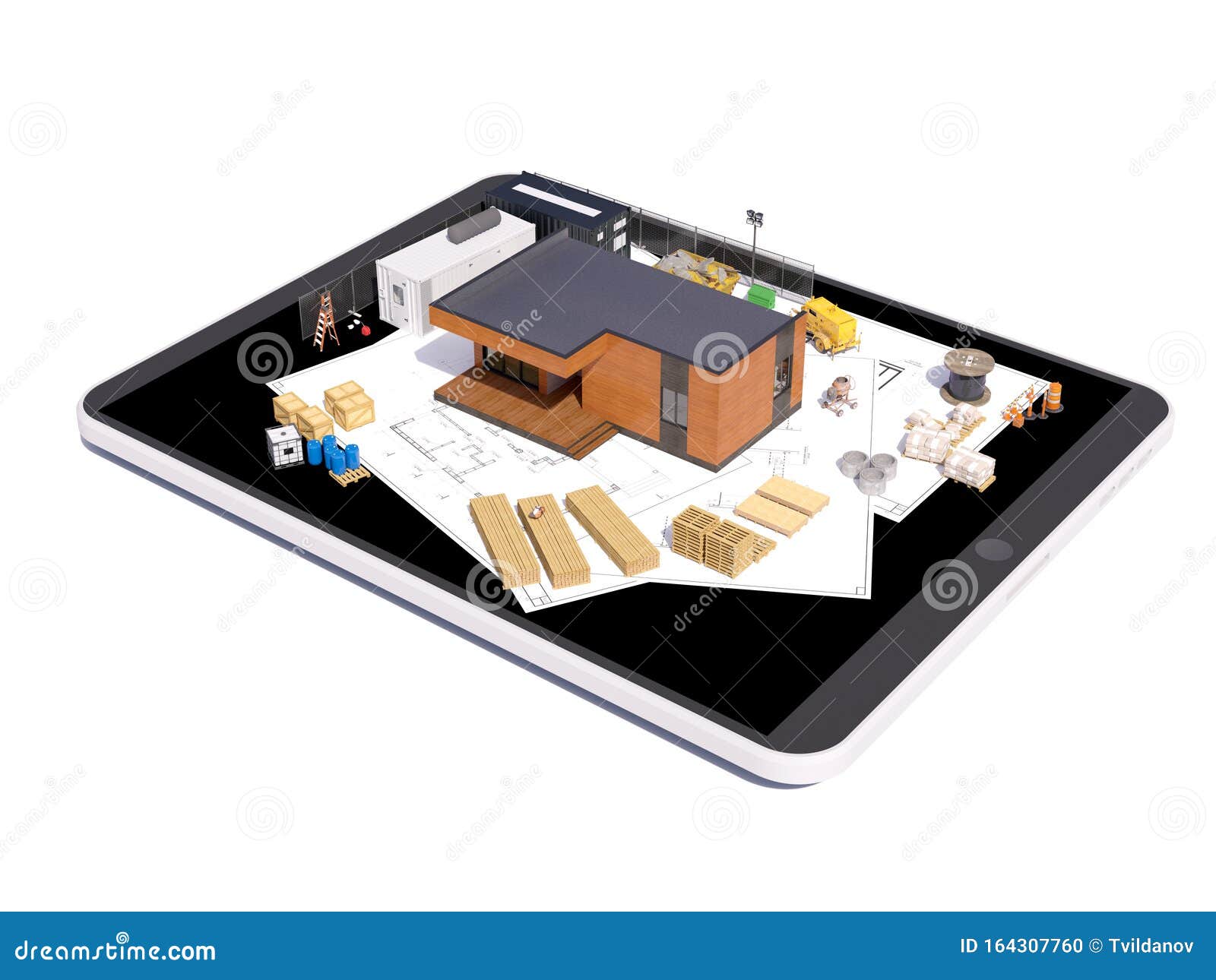 3d Render of a Frame Building Concept. Detailed Concept of Construction ...