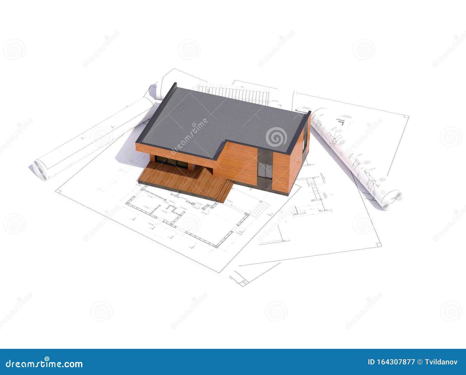 3d Render of a Frame Building Concept. Detailed Concept of Construction ...