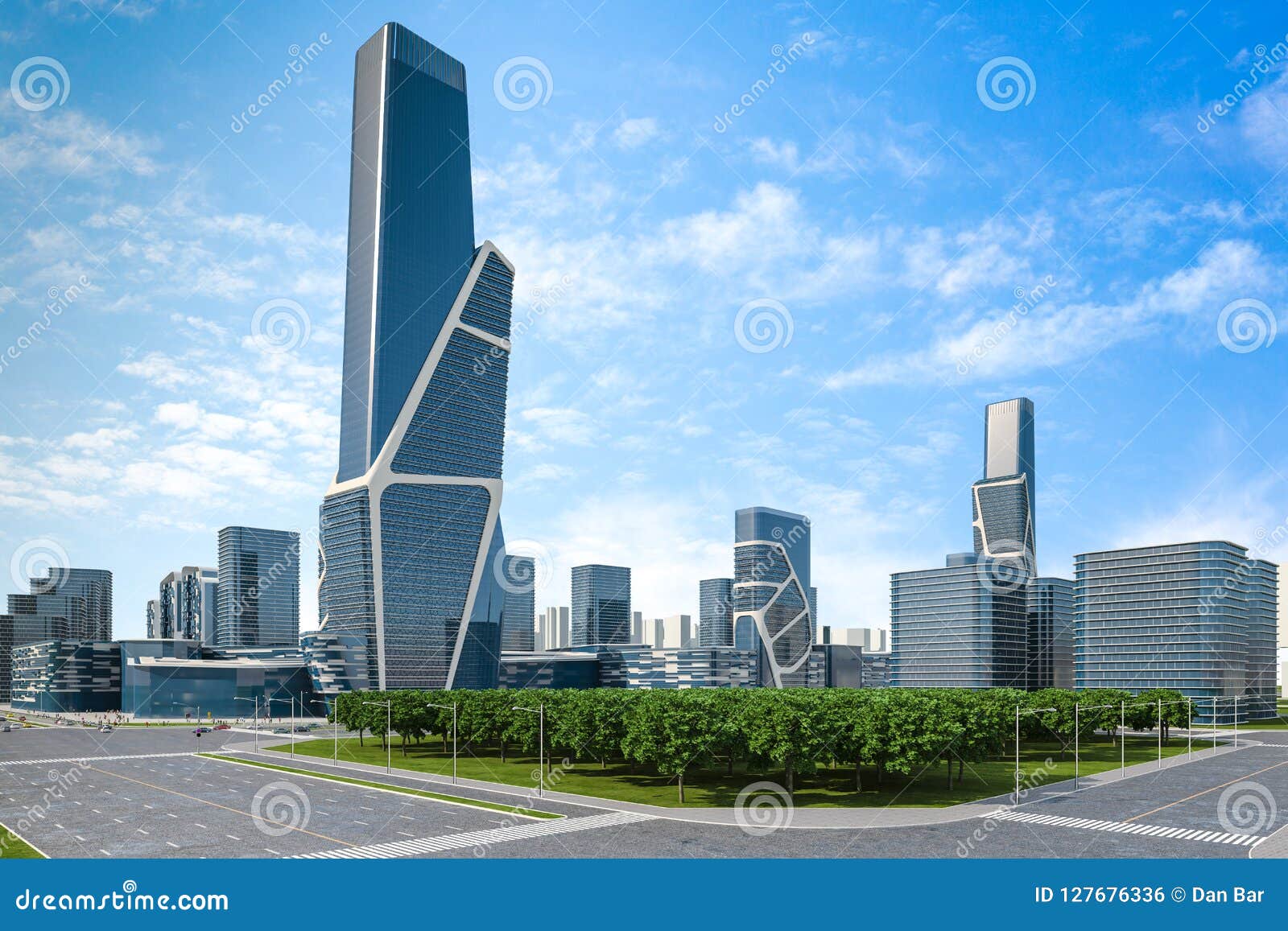 3d Render of Modern Glass Buildings Stock Illustration - Illustration ...