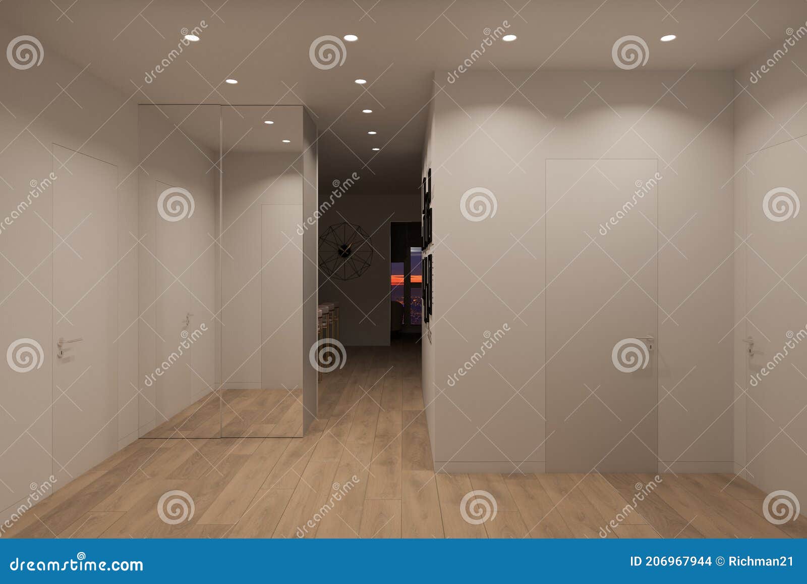 3d Render of a Modern Hallway of the Apartment in the Scandinavian ...
