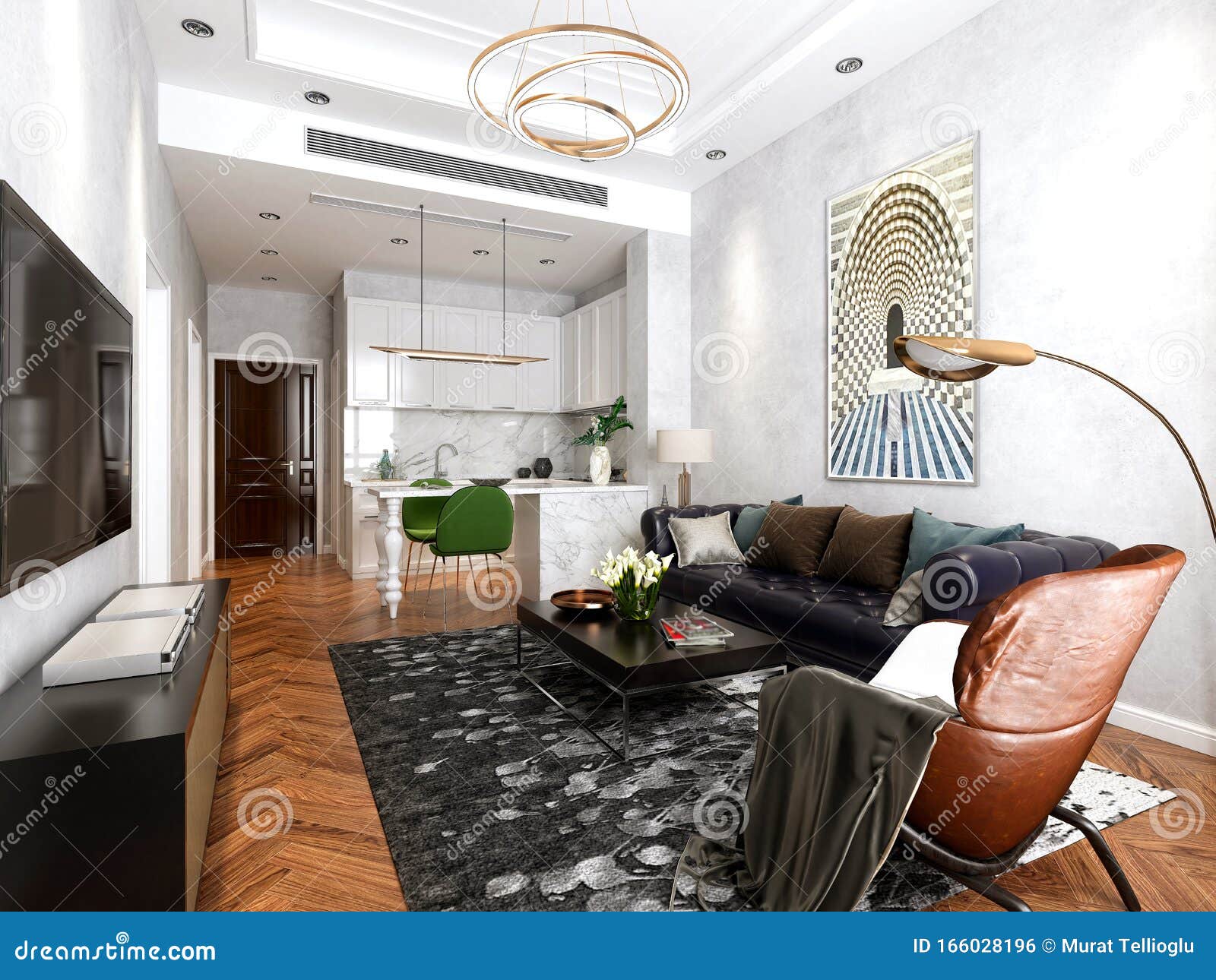 3d Render of Modern Home Interior Stock Illustration - Illustration of ...
