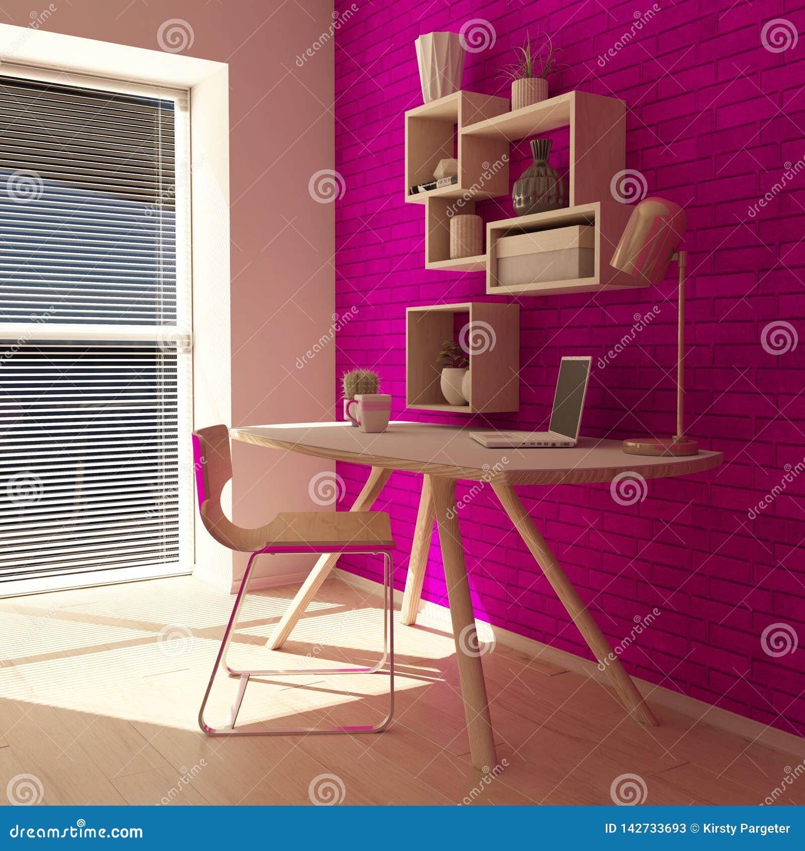 3D Render of a Modern Home Office Stock Illustration - Illustration of ...