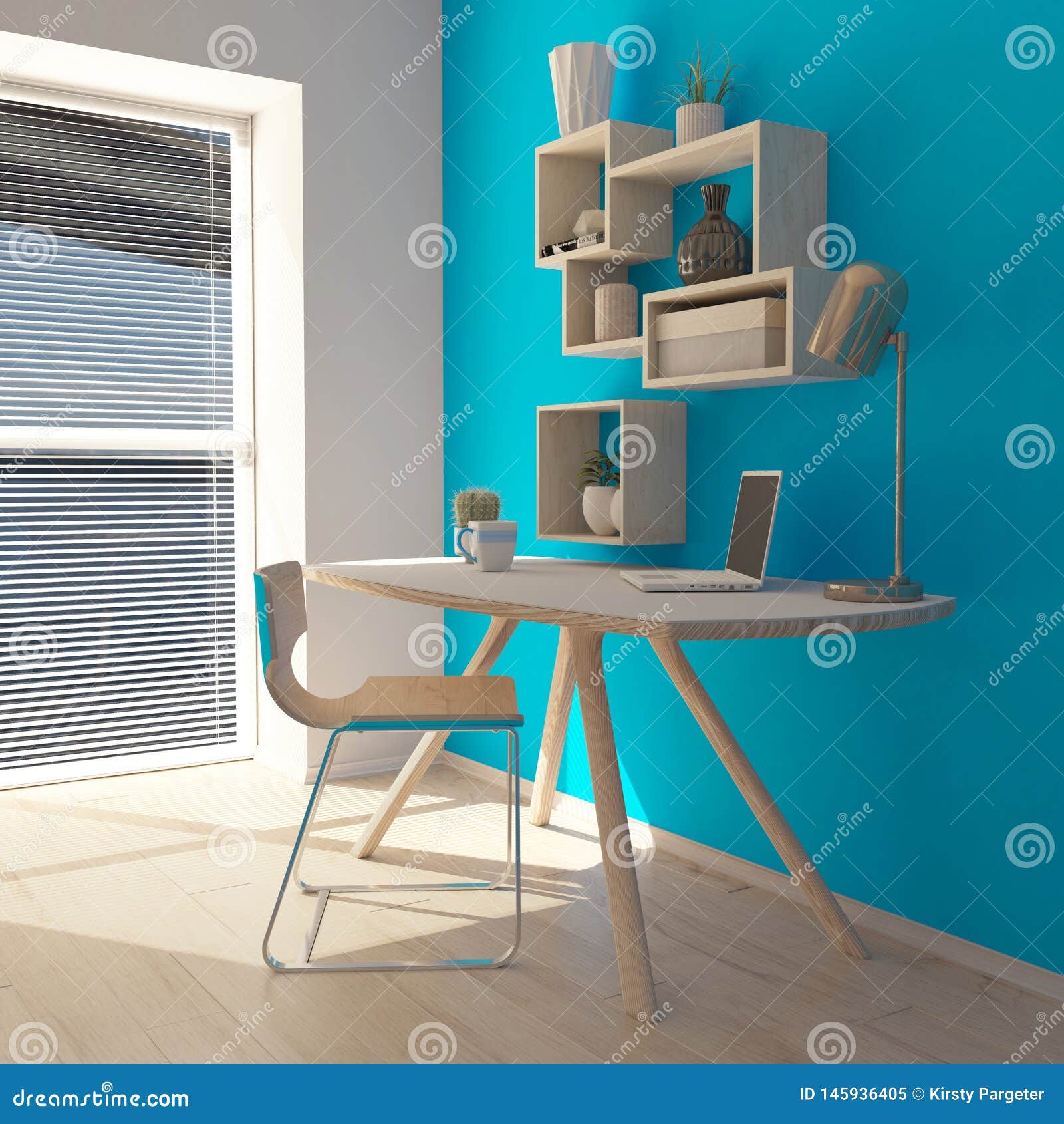 3D Render of a Modern Home Office Stock Illustration - Illustration of ...