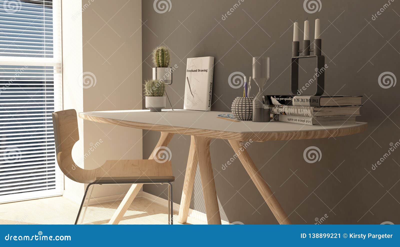 3D Render of a Modern Home Office Stock Illustration - Illustration of ...