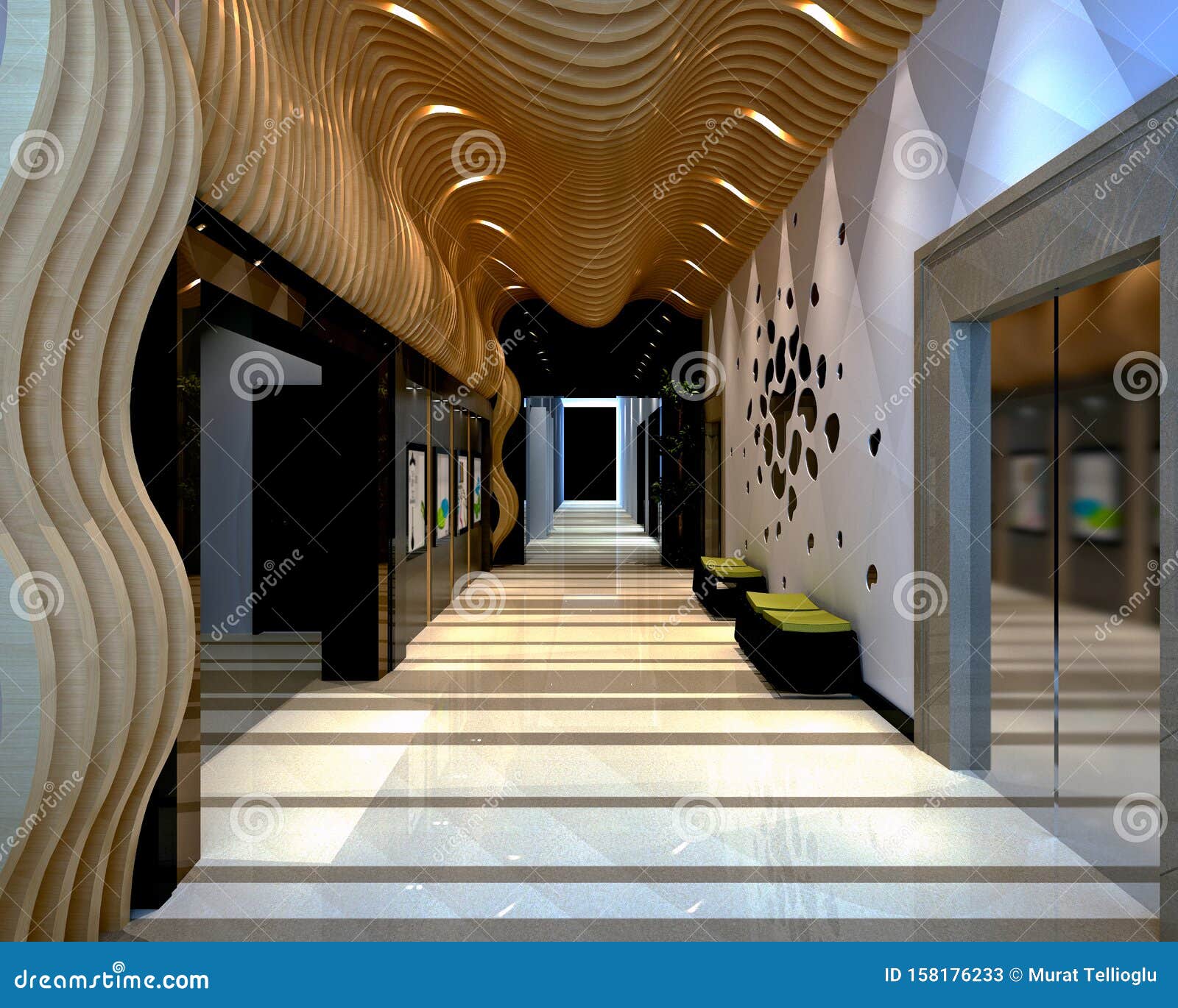 3d Render of Modern Hotel Interior Stock Illustration - Illustration of ...