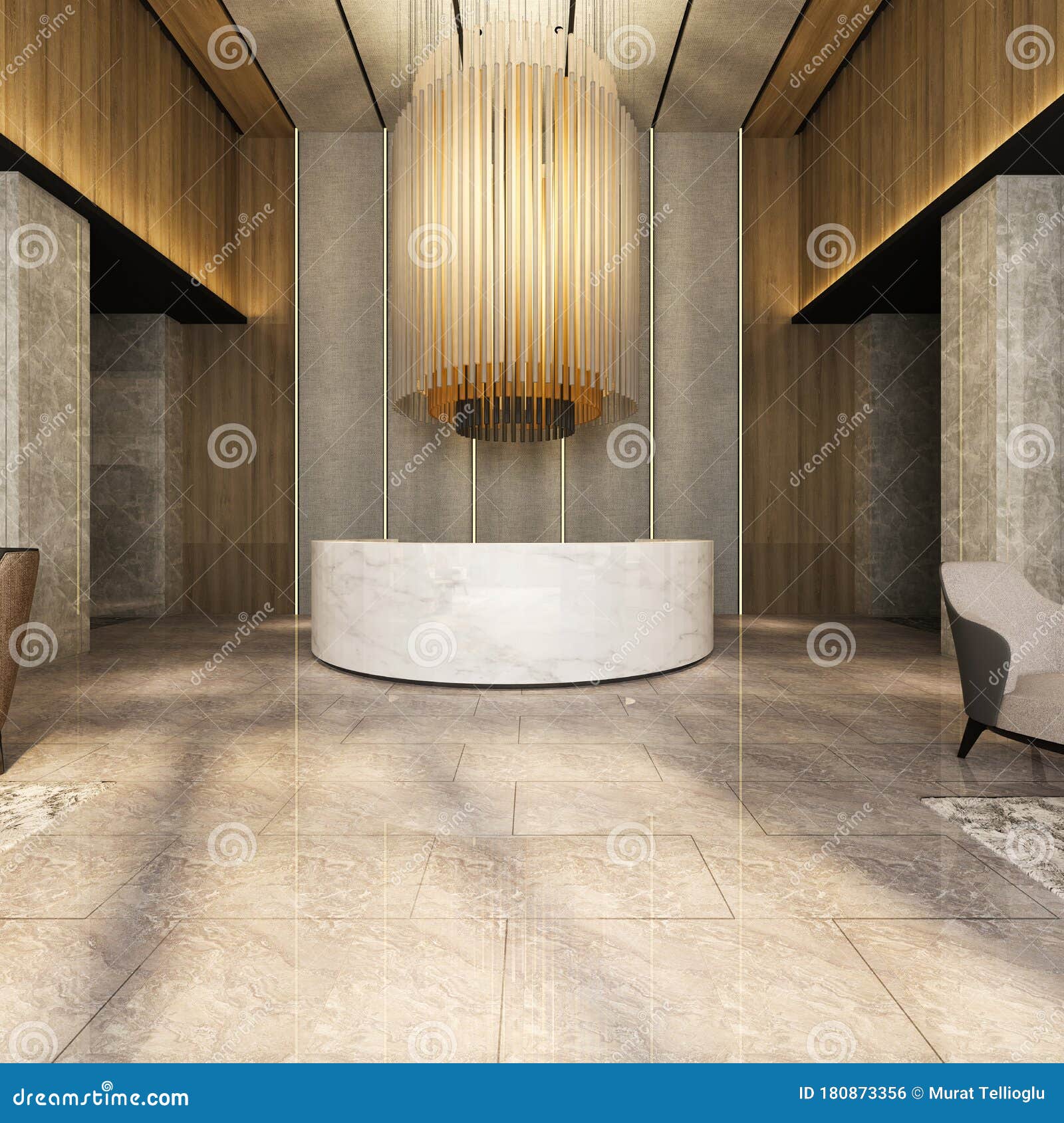 3d Render of Modern Hotel Reception Stock Illustration - Illustration ...
